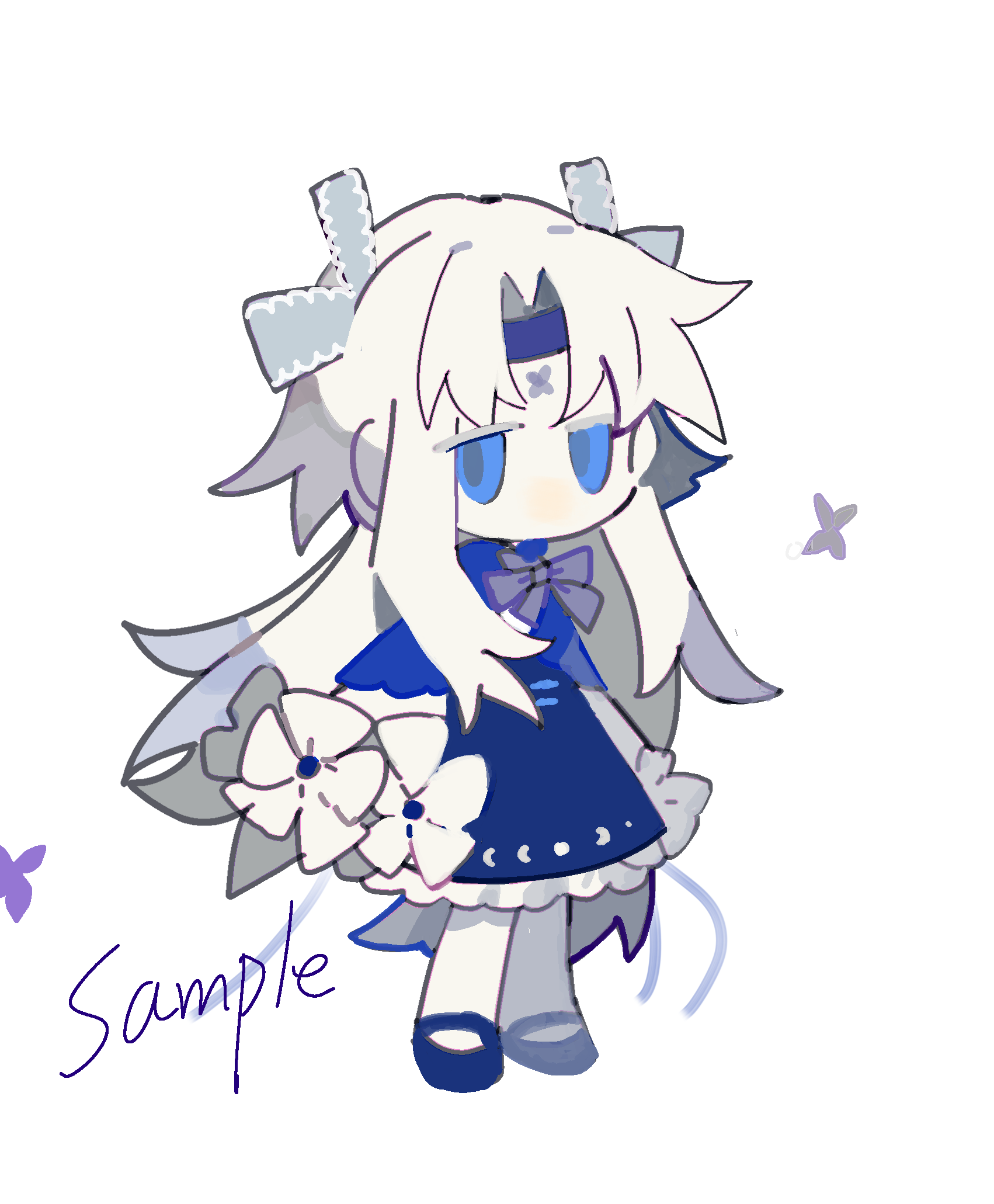 Safebooru - 1girl blue capelet blue dress blue eyes blue footwear blue headband blue ribbon bow ...