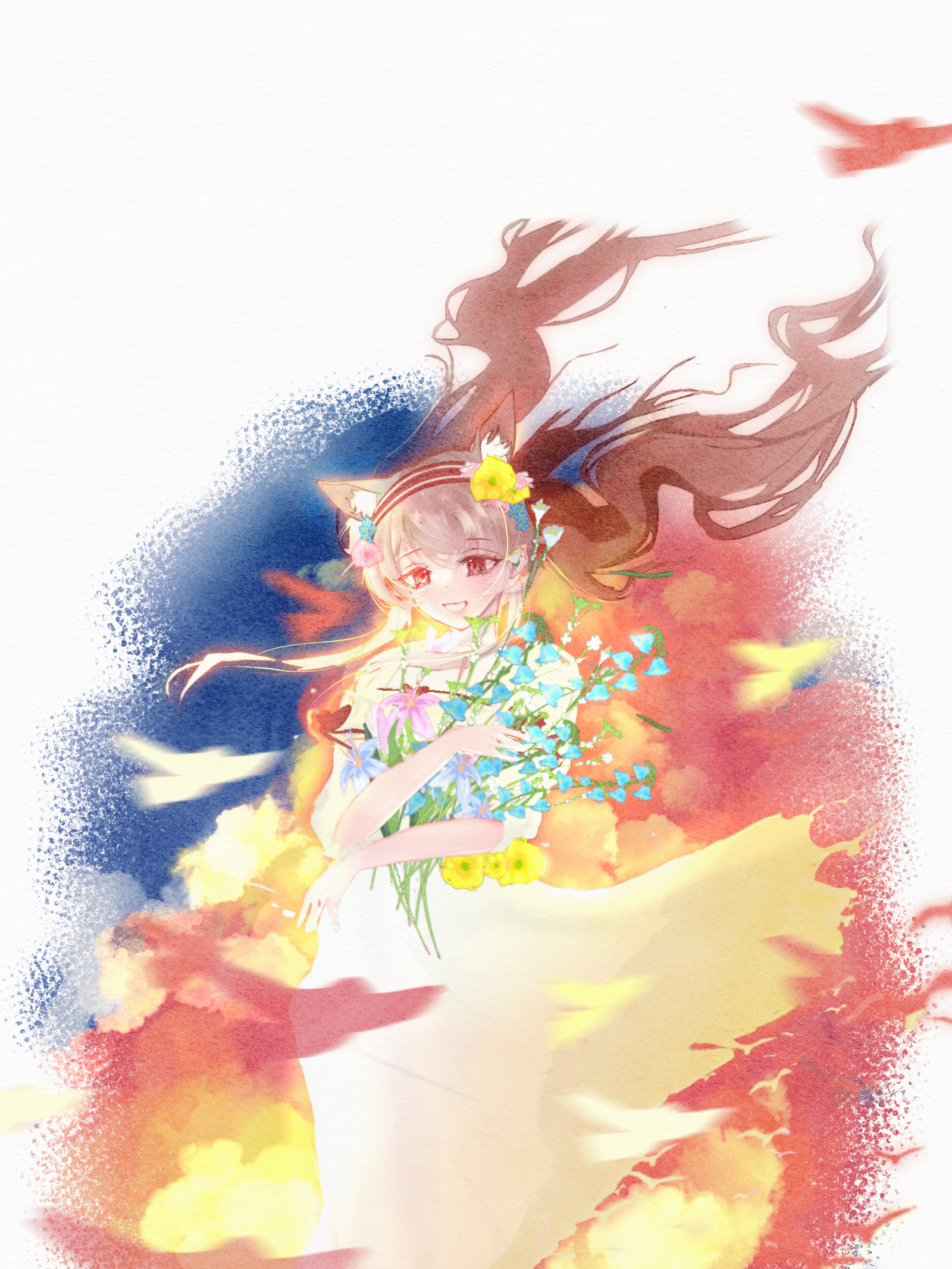 Safebooru - 1girl :d alternate costume angelina (arknights) animal ear ...