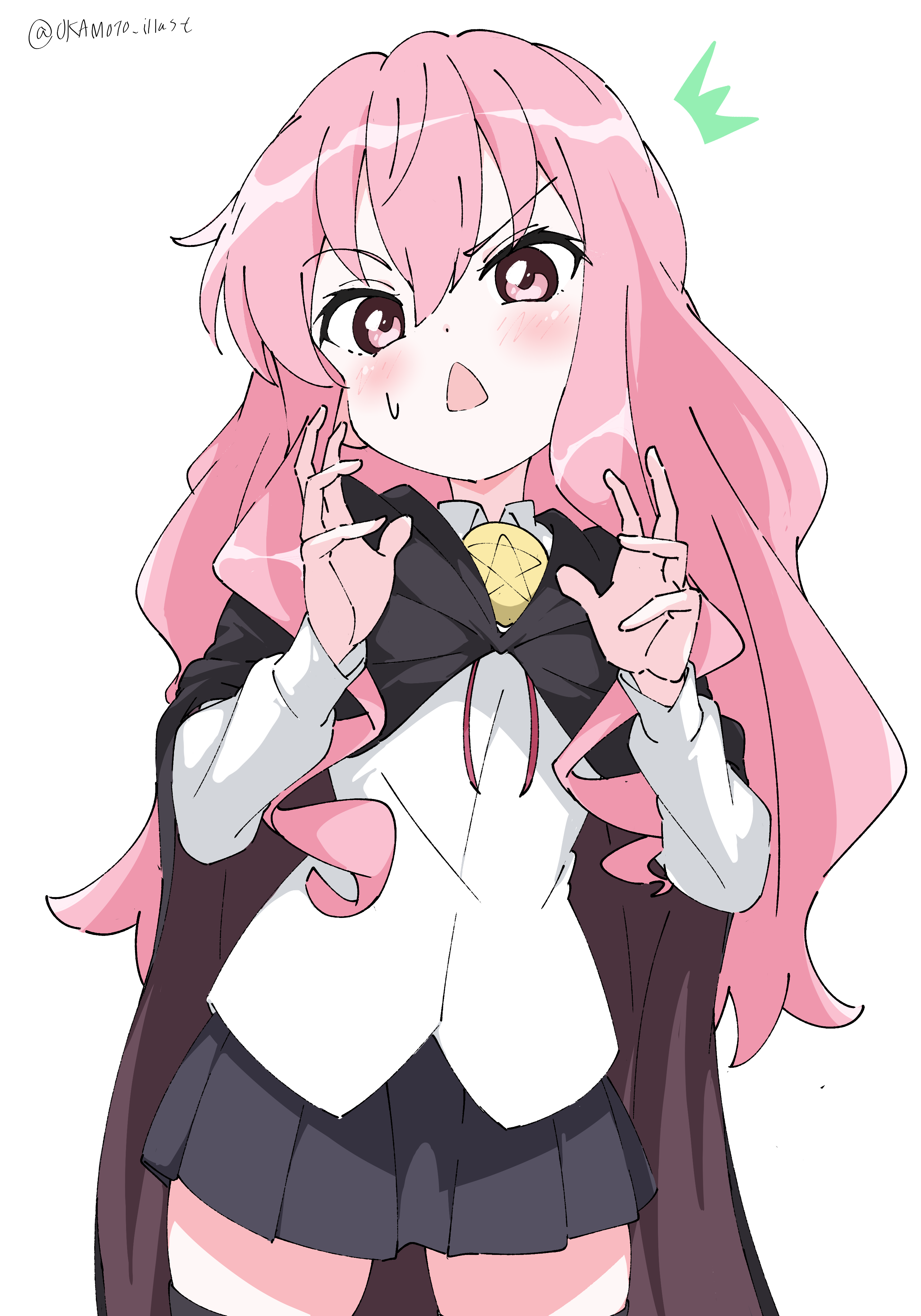 Safebooru - 1girl ^^^ absurdres artist name black cloak black skirt ...