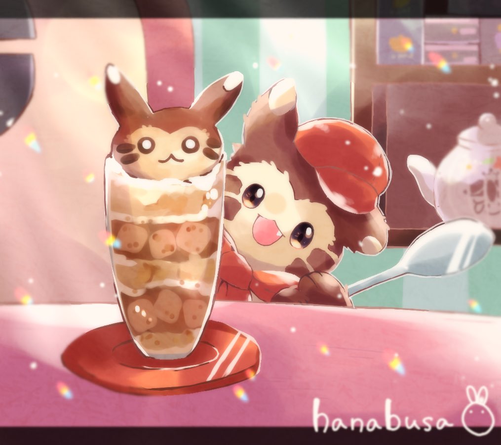 Safebooru - :d animal focus artist name brown fur food furret ...
