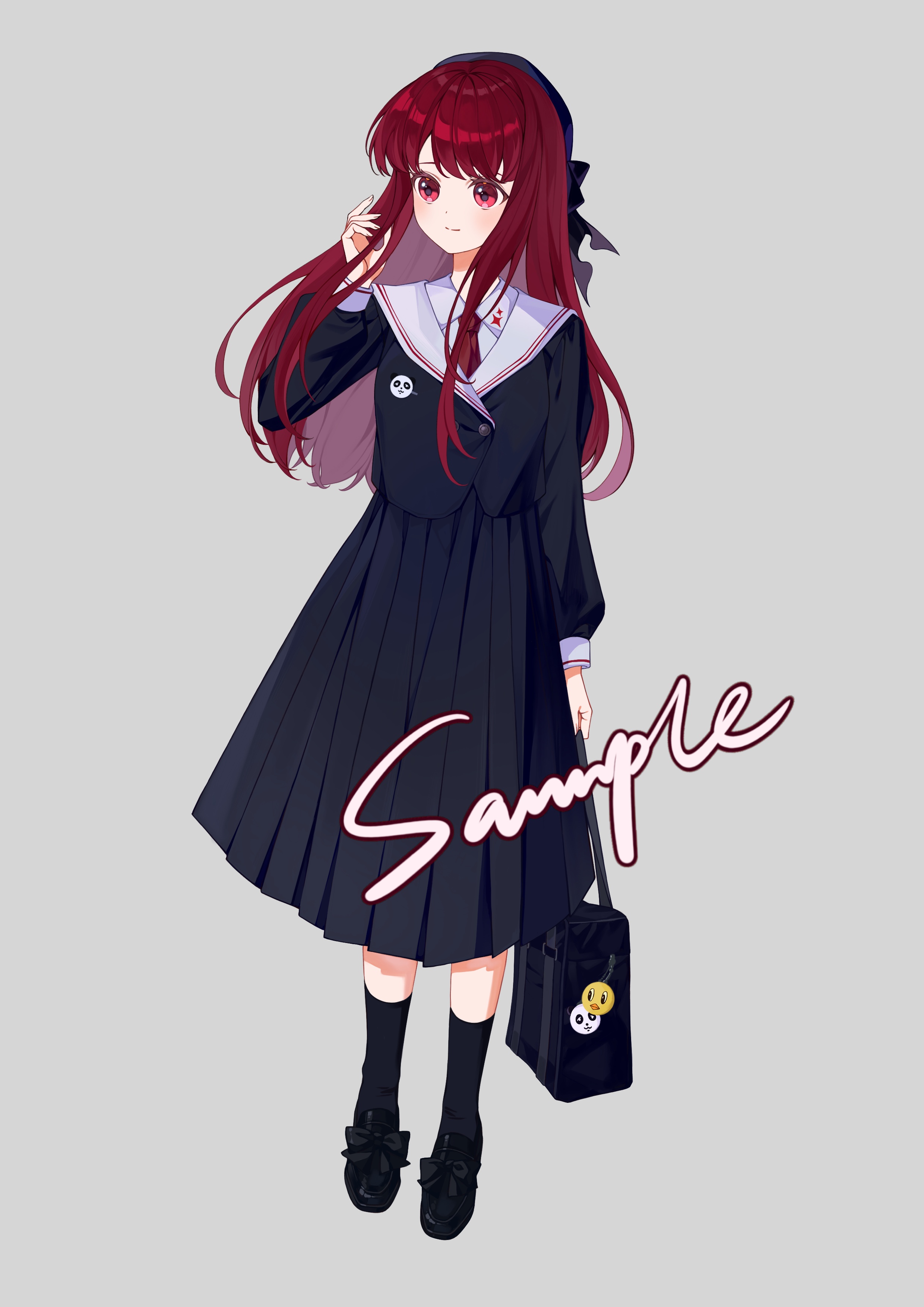 Safebooru - 1girl absurdres arima kana bag black dress black footwear black ribbon black socks ...