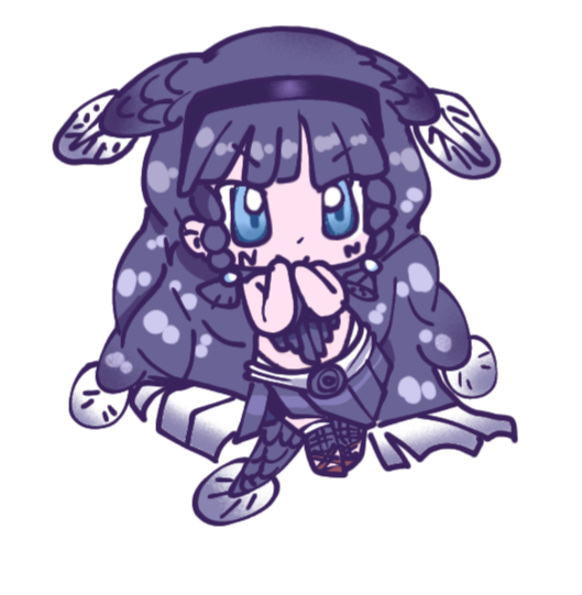 Safebooru - blue hair chibi coelacanth (kemono friends) fish tail ...