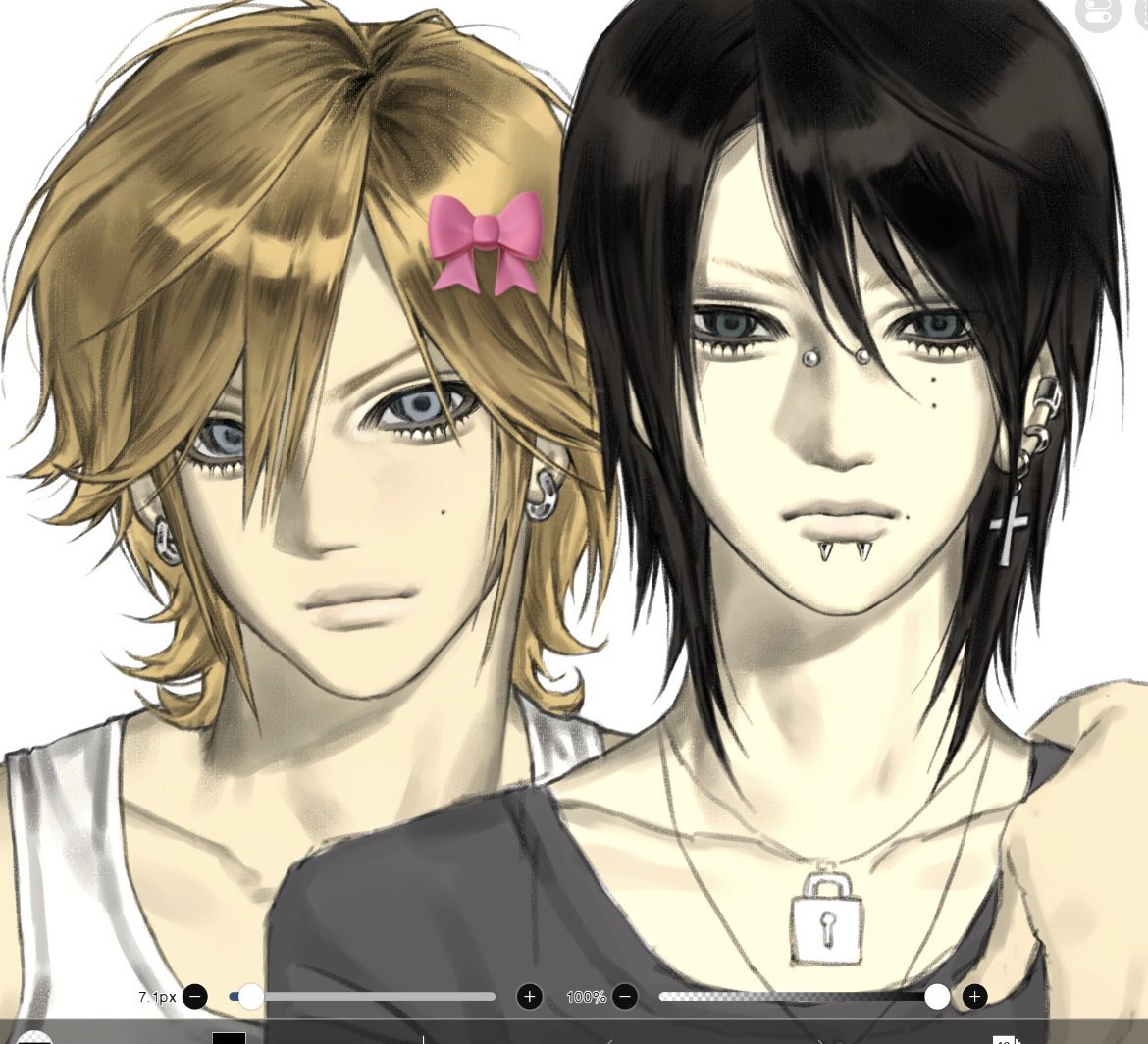 Safebooru - 0008an 2boys aegyo sal art program in frame black hair ...