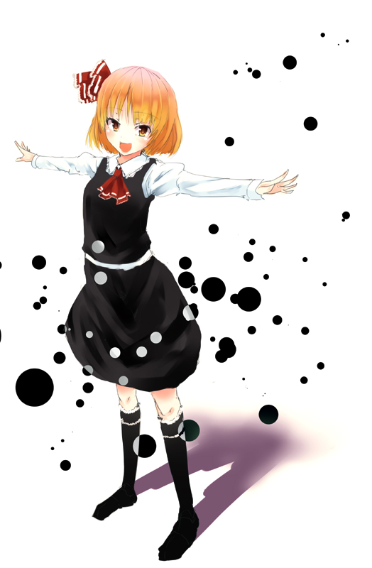 Safebooru - bad id blonde hair hair ribbon kneehighs outstretched arms ...