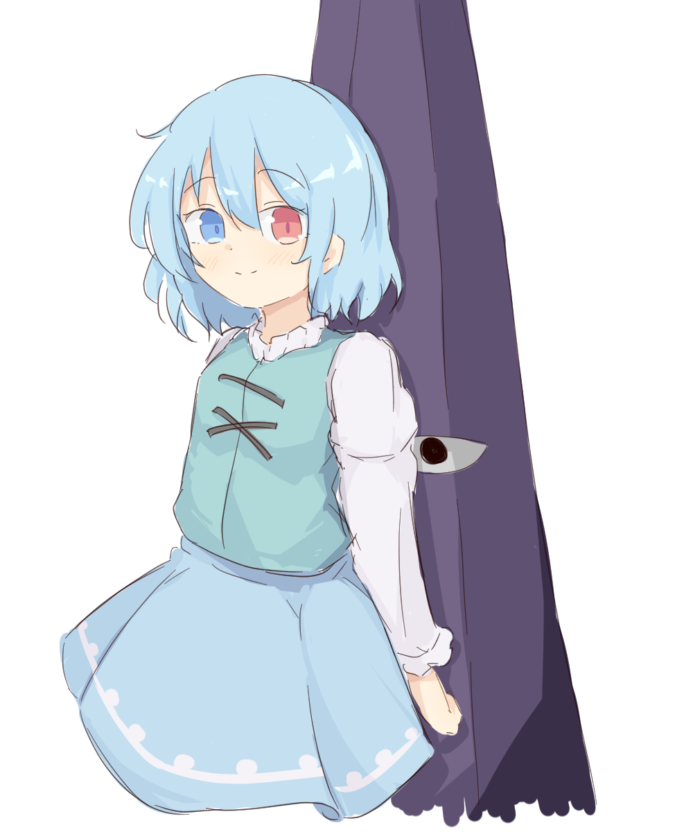 Safebooru - 1girl blue eyes blue hair blue skirt blue vest closed mouth cross-laced clothes ...