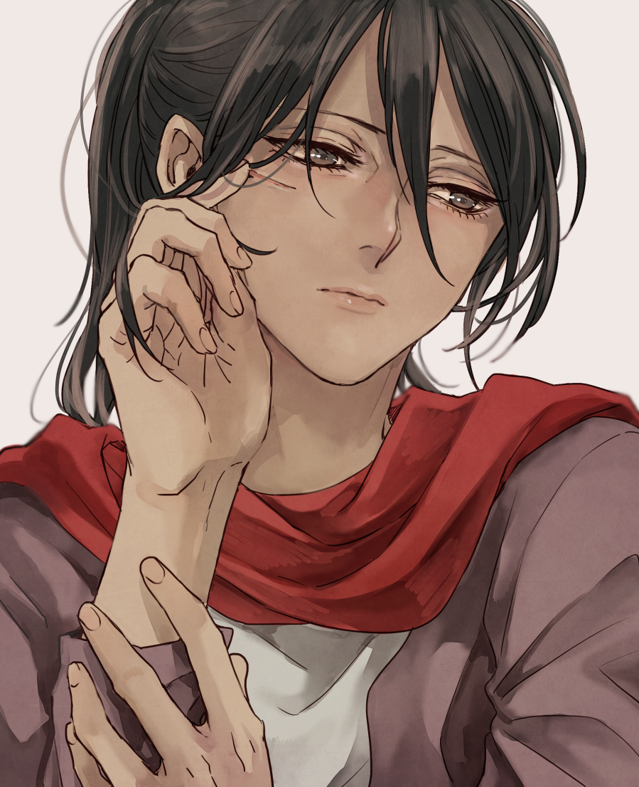 Safebooru - 1girl black eyes black hair commentary request frown mikasa ...