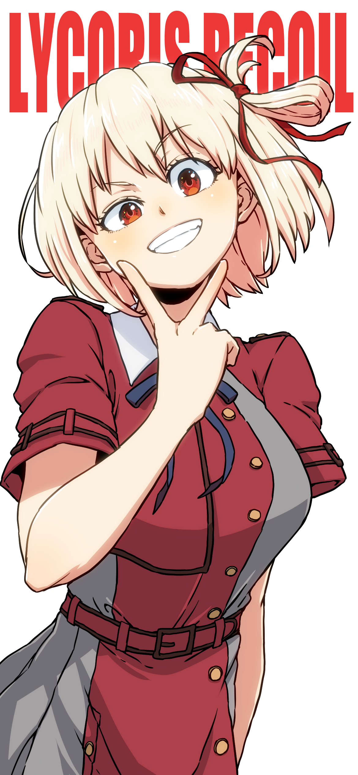 Safebooru - 1girl absurdres aono3 arm behind back blonde hair blue ribbon bob cut copyright name ...