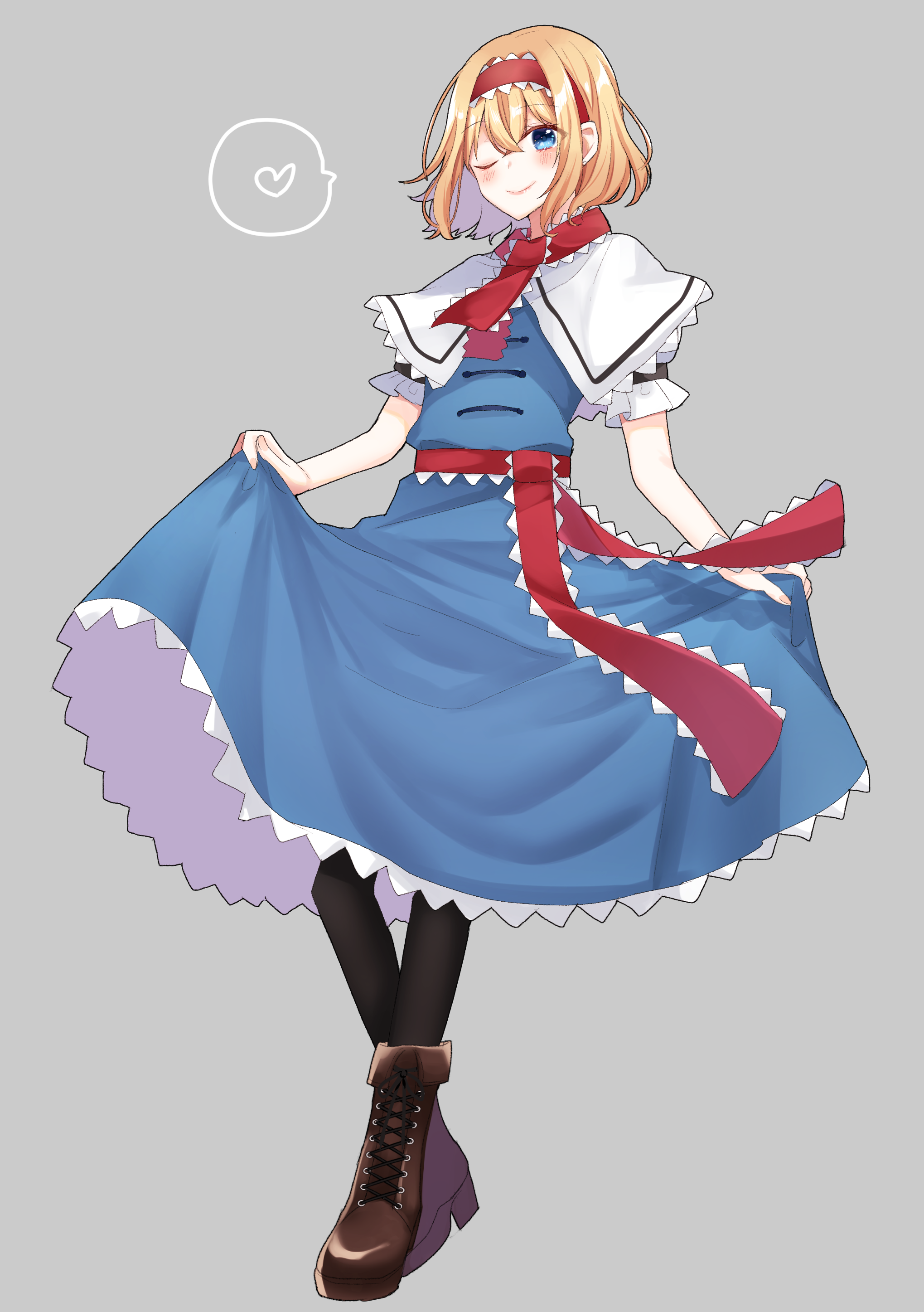 Safebooru - 1girl ;) absurdres alice margatroid black pantyhose blonde hair blue eyes blue shirt ...