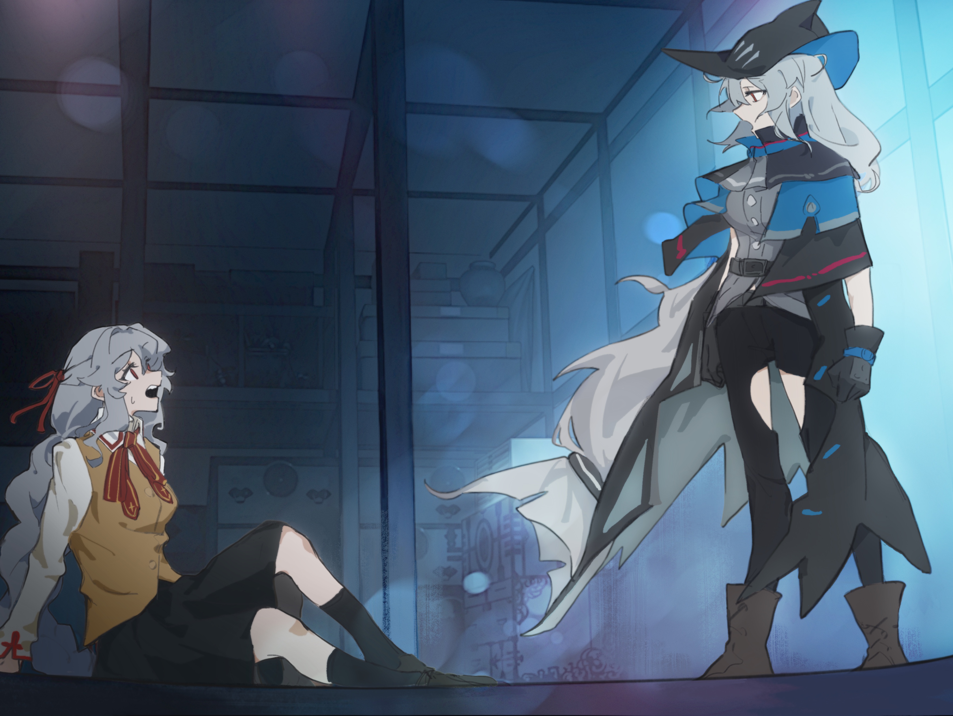 Safebooru - 2girls absurdres ahoge are you my master arknights arm support belt belt buckle ...