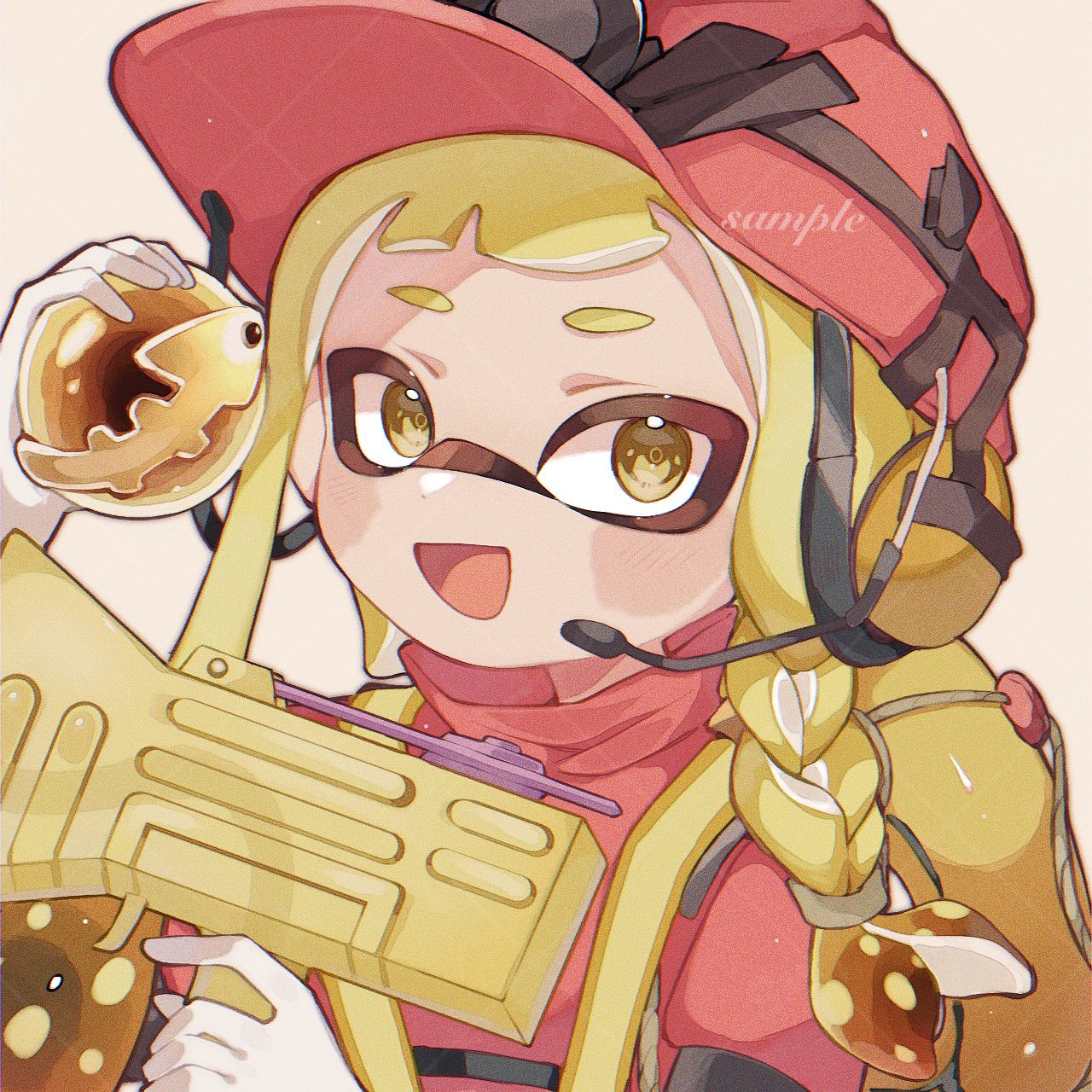 Safebooru - blonde hair braid commentary request golden egg gun hat ...