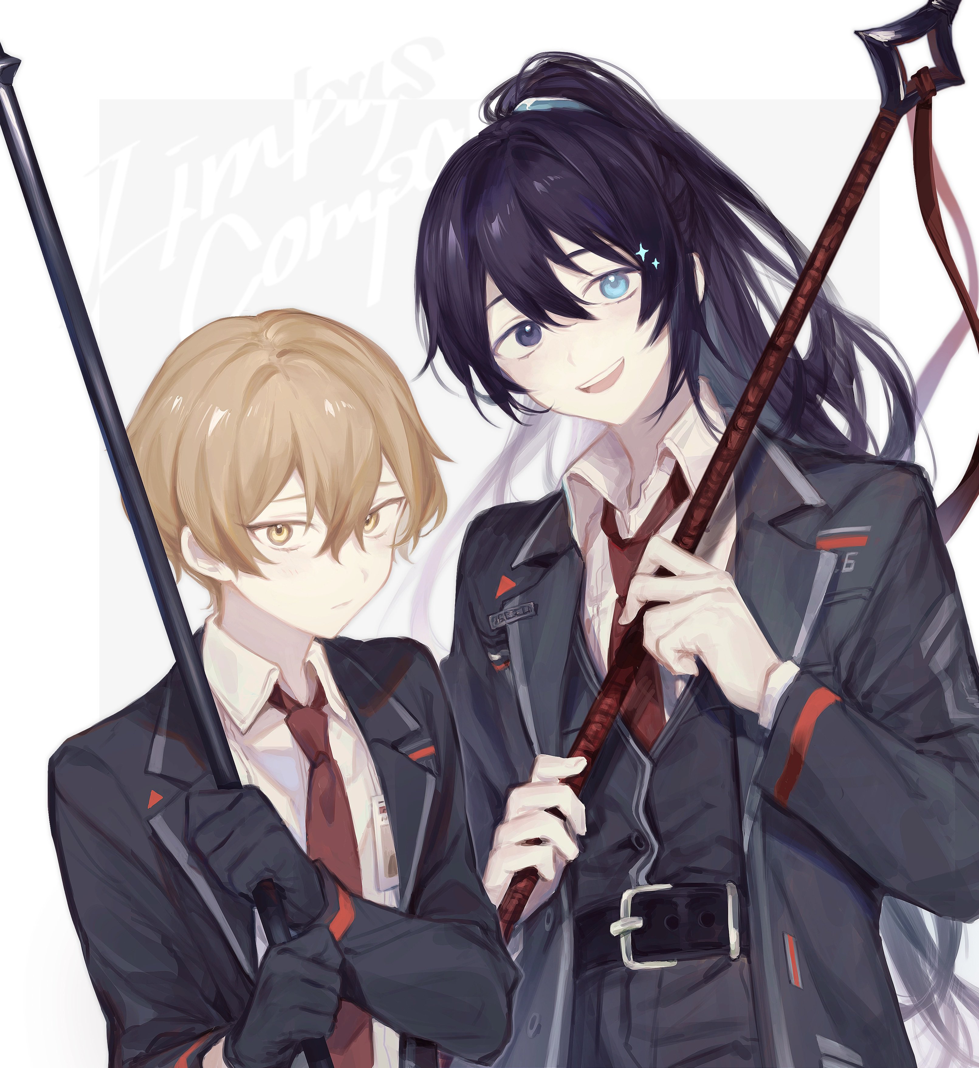 Safebooru - 2boys absurdres bishounen black gloves blonde hair blue eyes bntw22 gloves ...