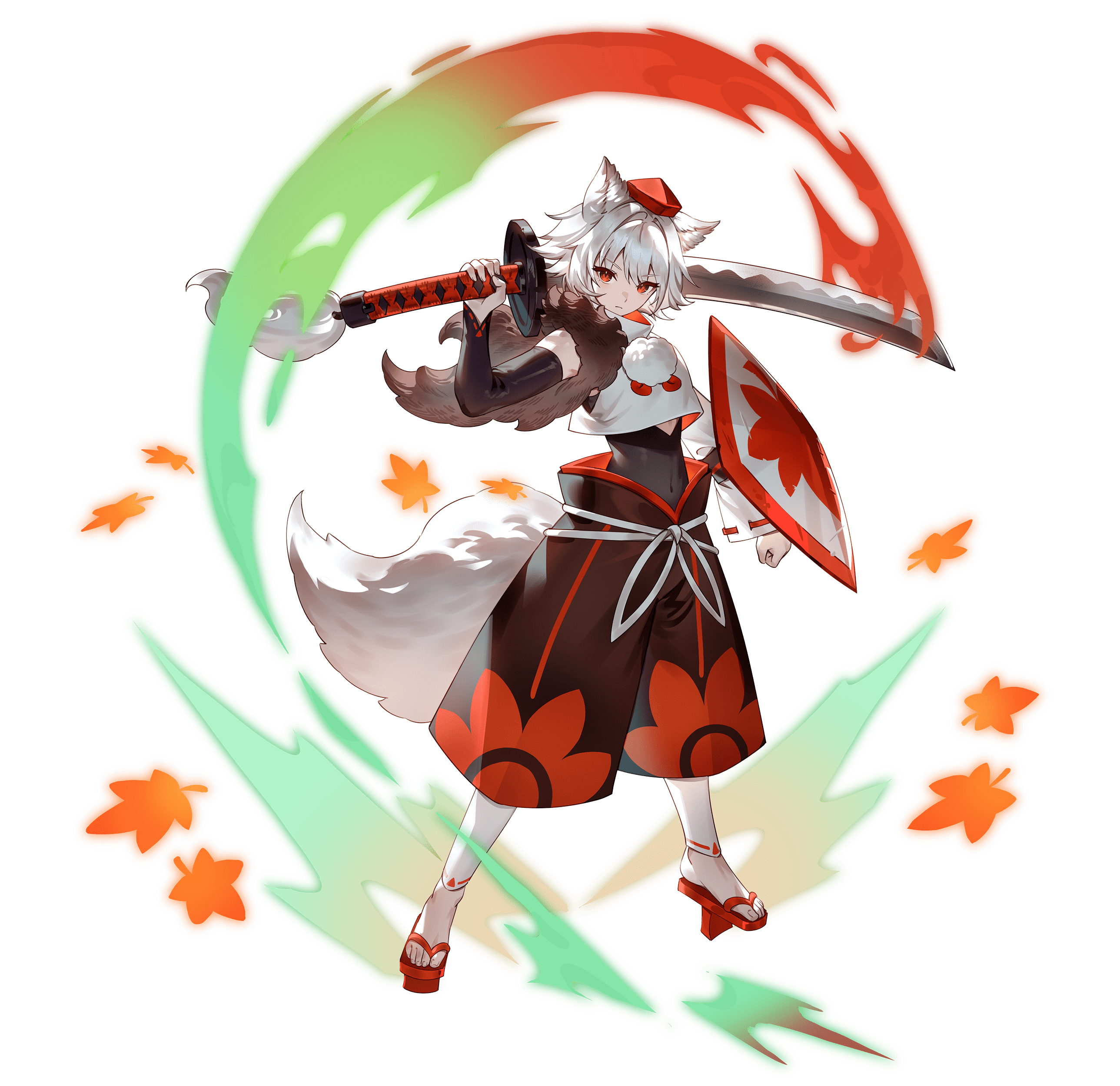 Safebooru - 1girl absurdres animal ears detached sleeves geta hat ...