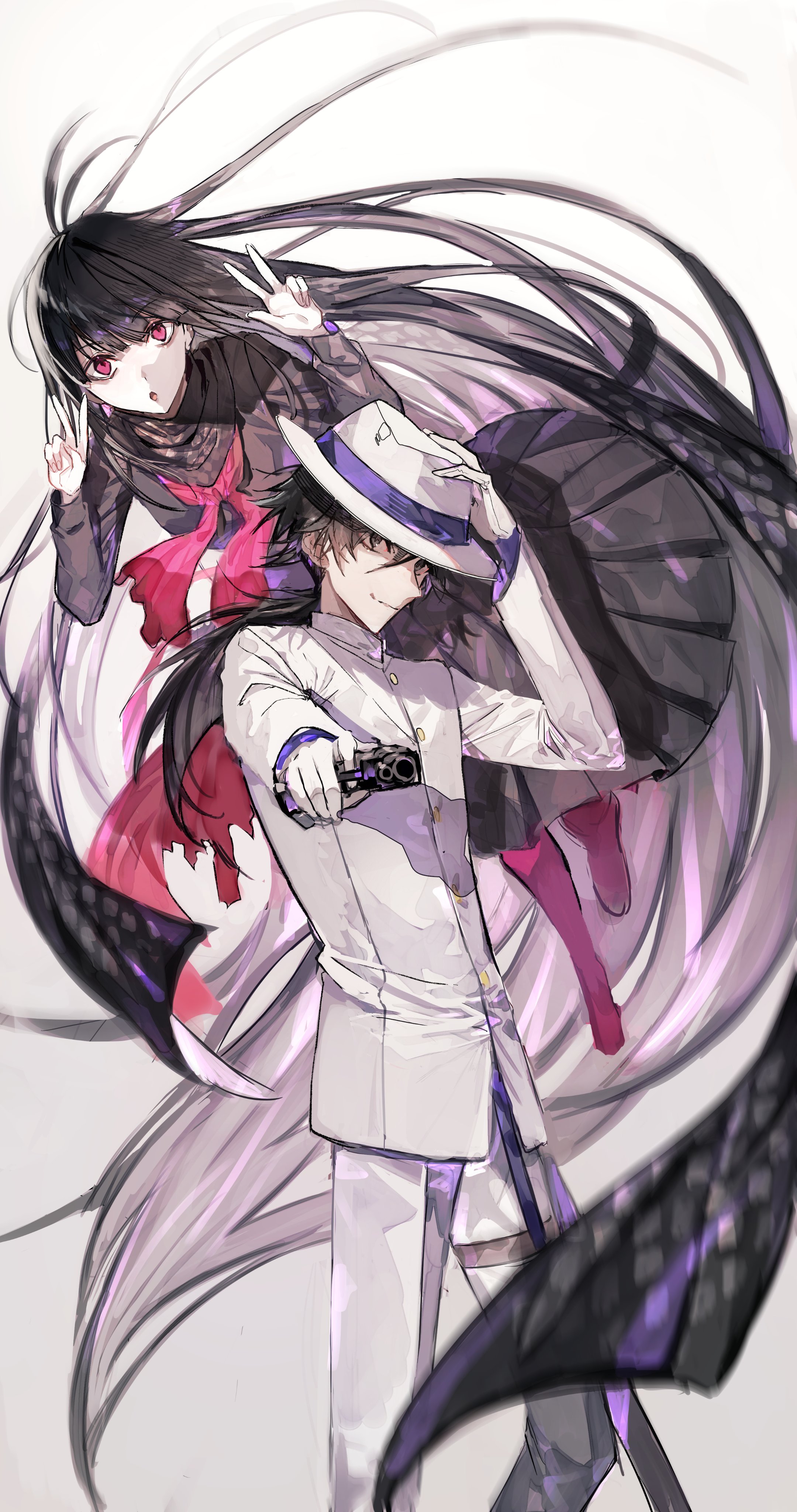 Safebooru - 1boy 1girl absurdres aiming aiming at viewer black eyes ...