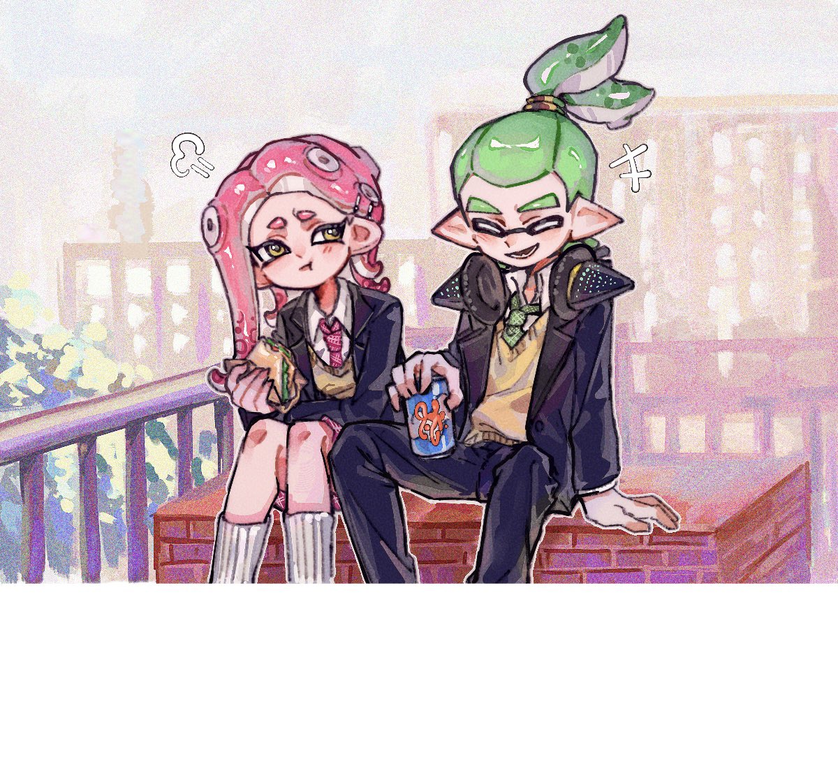 Safebooru - +++ 1boy 1girl agent 3 (splatoon) agent 8 (splatoon) blazer ...