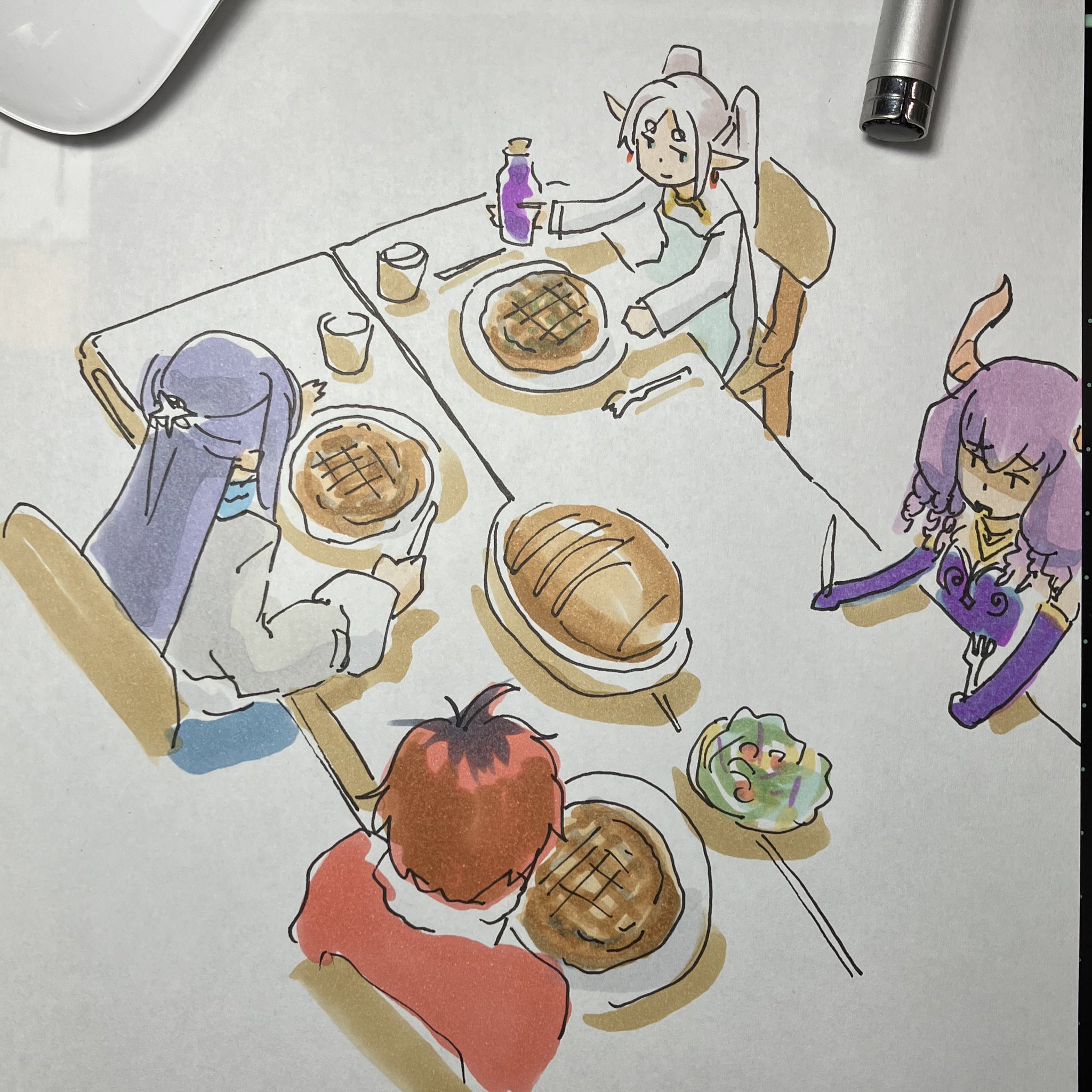 Safebooru - 1boy 3girls aura (sousou no frieren) chair demon girl demon ...