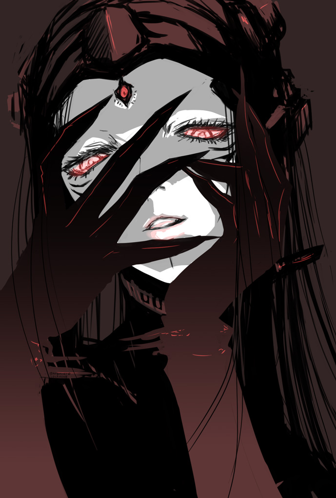 Safebooru - 1girl black hair black headwear blame! cyborg fingernails ...