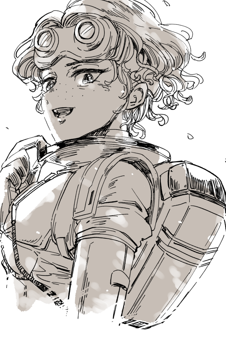 Safebooru - 1girl animification apex legends flat chest floating hair freckles from side gloves ...