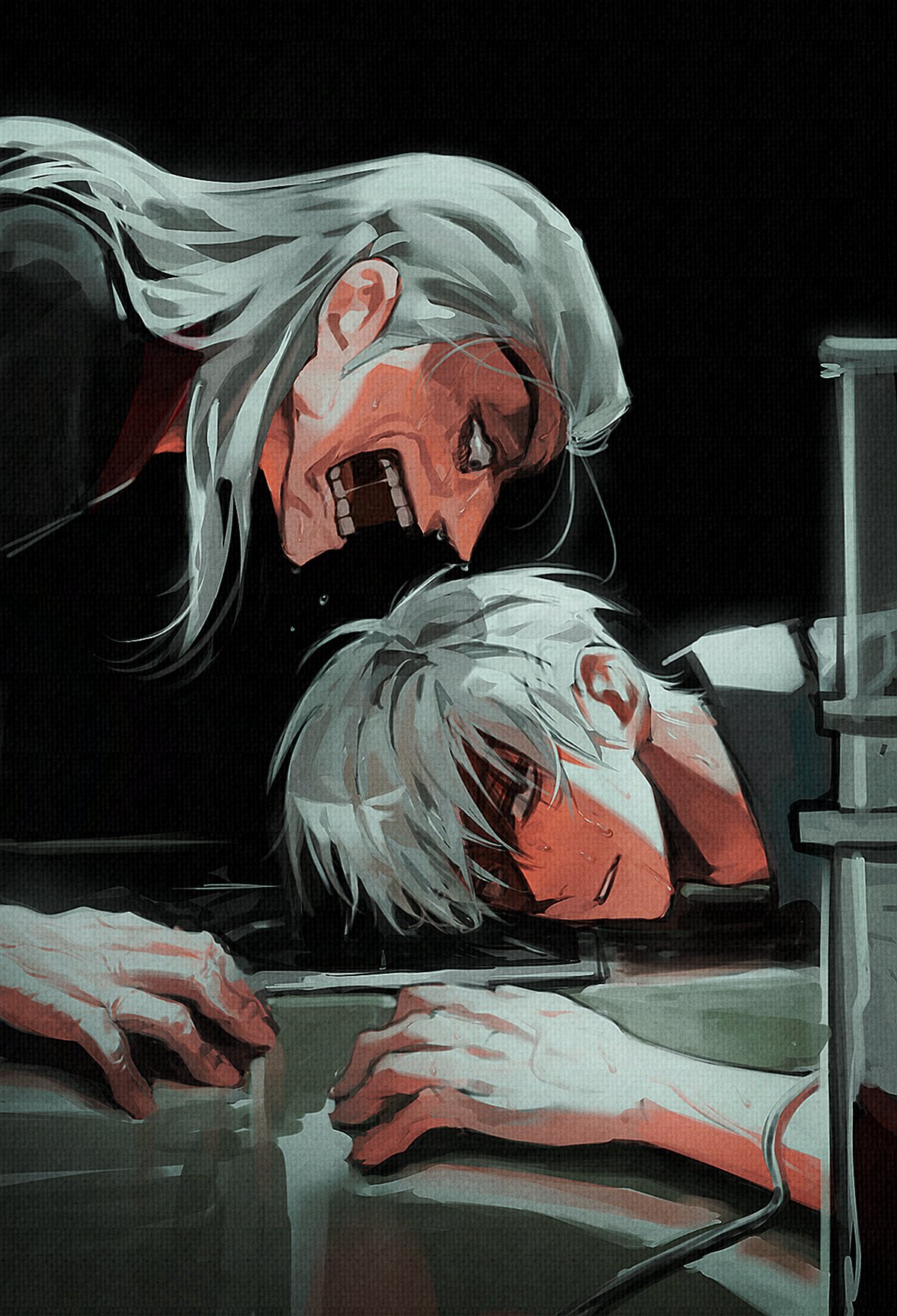 Safebooru - 2boys akagi: yami ni oritatta tensai akagi shigeru angry ...