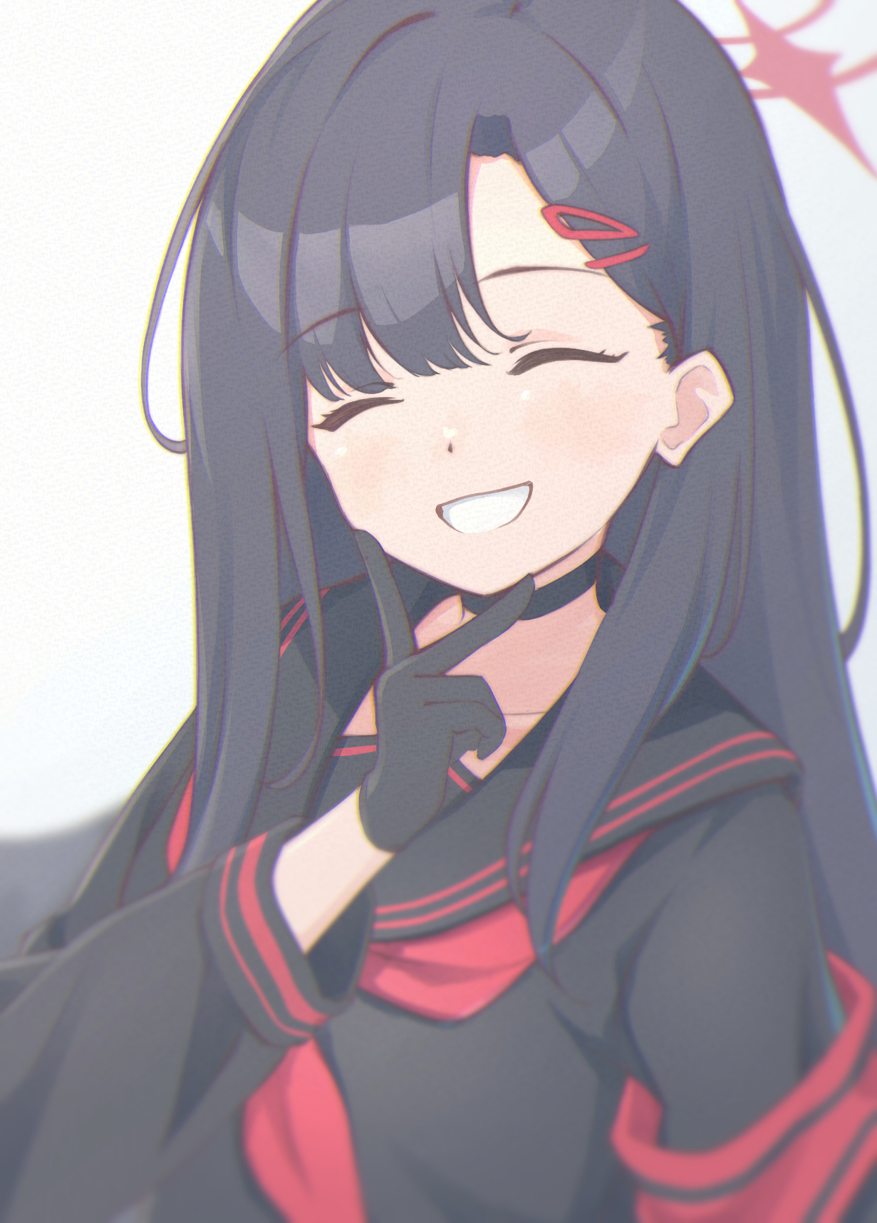 Safebooru - 1girl ^ ^ amazumi armband black choker black gloves black hair black sailor collar ...