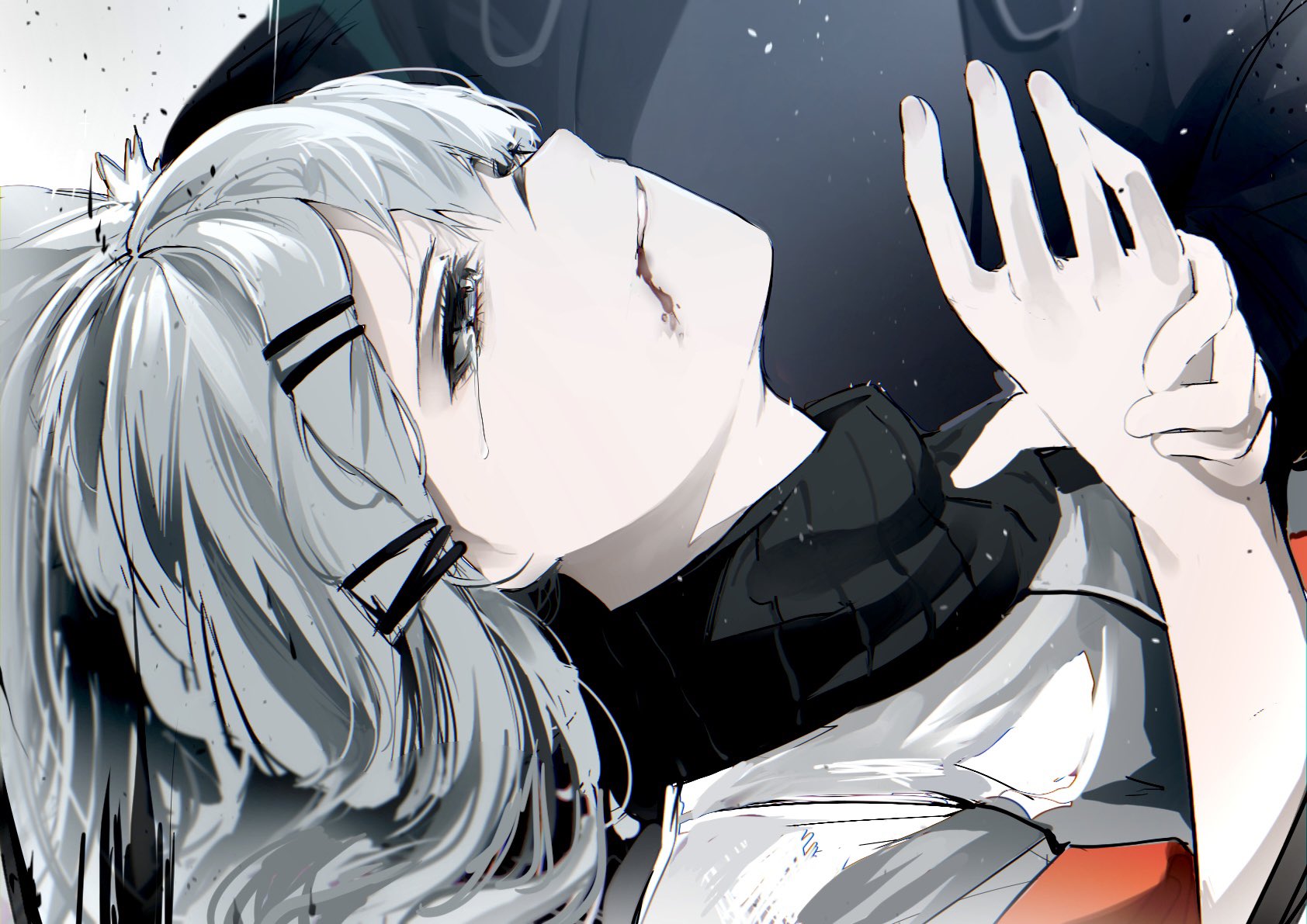 Safebooru - 1girl 1other ambiguous gender animal ear fluff animal ears arknights armband black ...