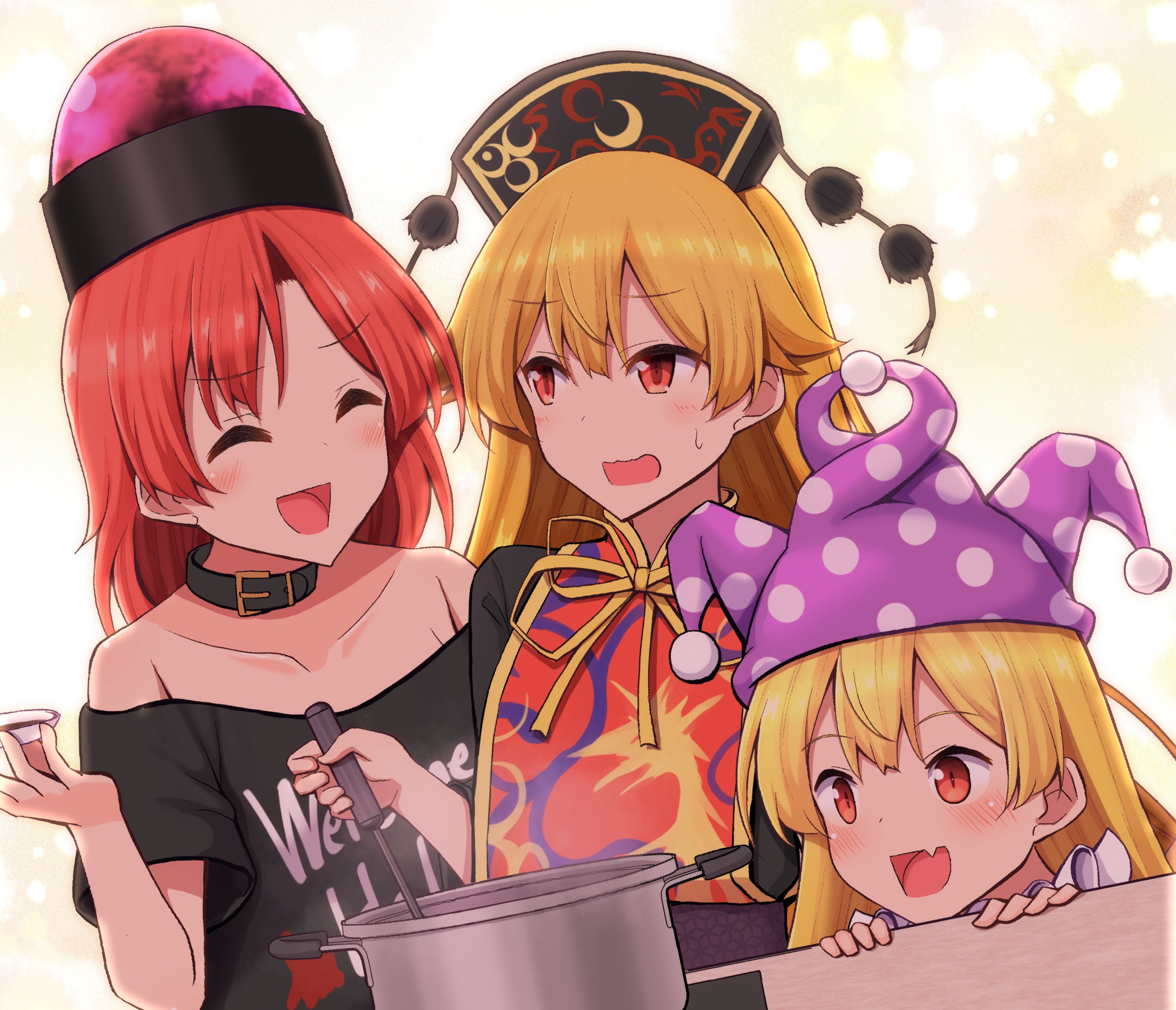 Safebooru - 3girls absurdres black dress black headwear black shirt blonde hair clownpiece ...
