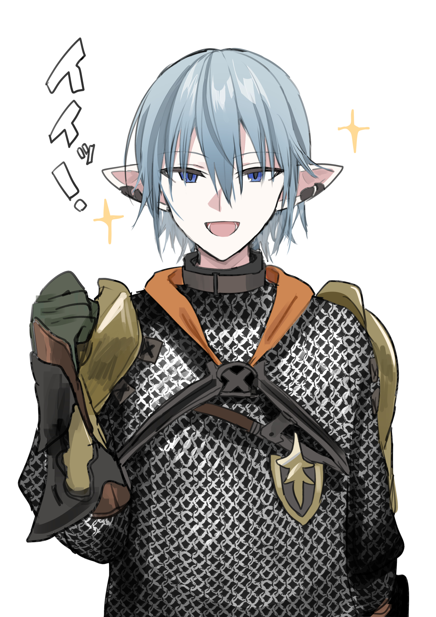 Safebooru - 1boy :d armor blue eyes blue hair chainmail chihuri ...