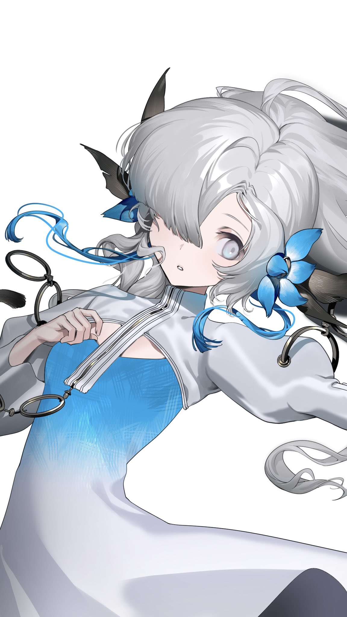 Safebooru - +9 (181b39 ) 1girl blue dress blue flower blue hair commentary request dress ...