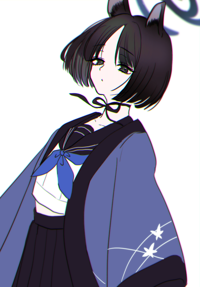Safebooru - 1girl animal ears black eyes black hair black sailor collar black skirt blue archive ...