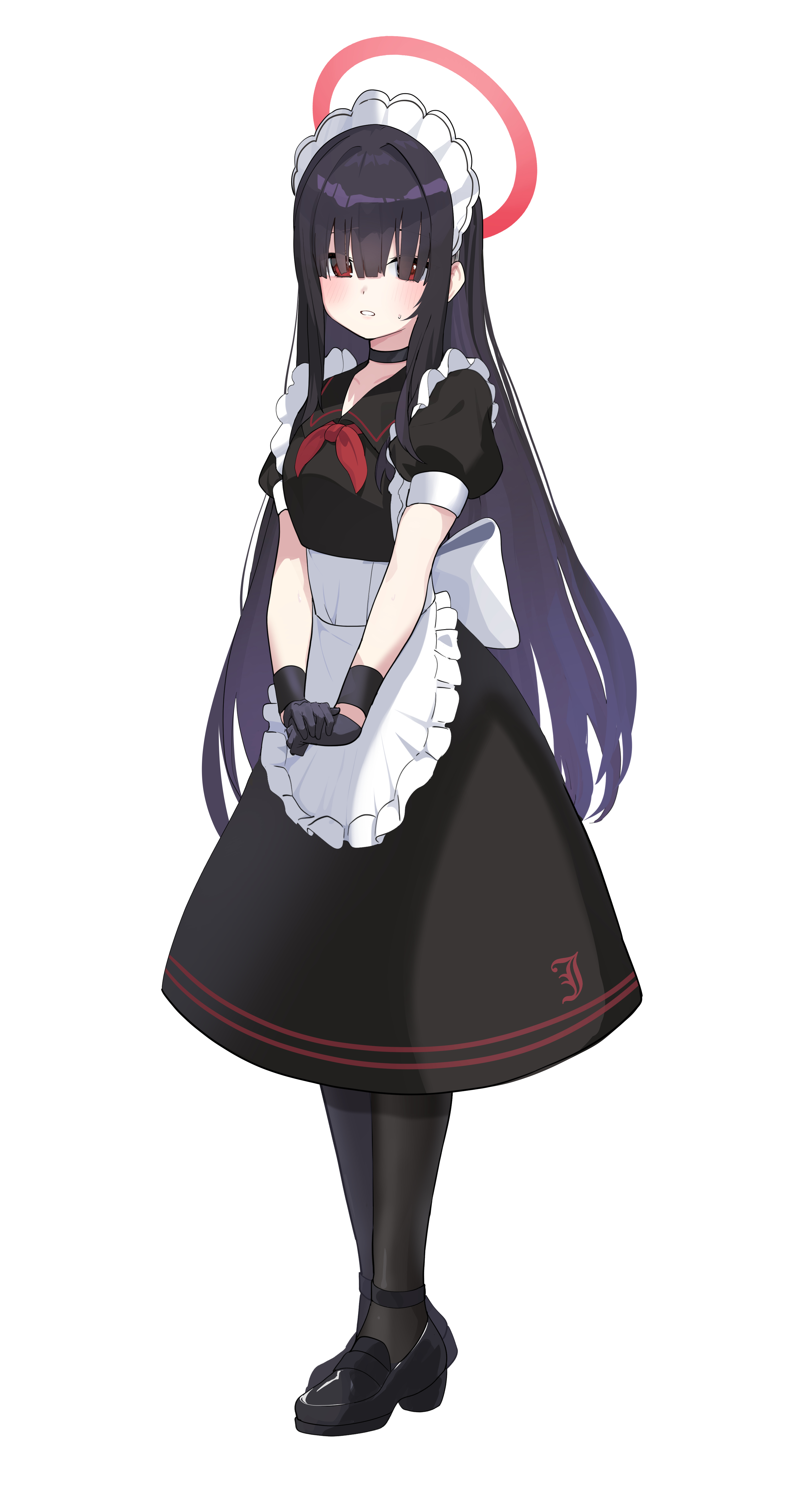 Safebooru - 1girl absurdres alternate costume apron black choker black dress black footwear ...