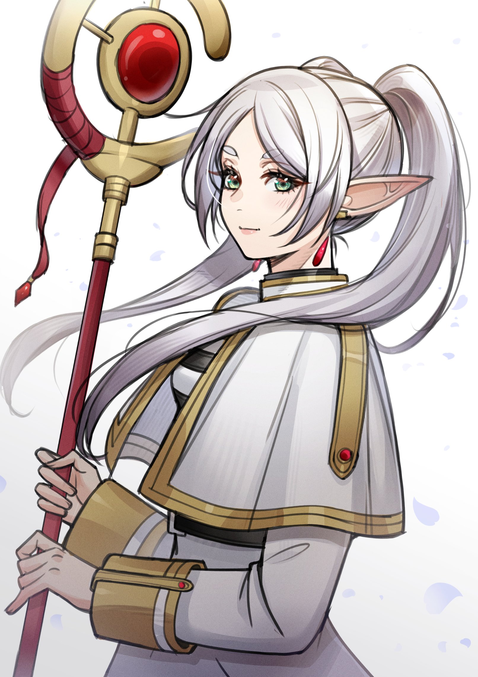 Safebooru - 1girl capelet closed mouth dangle earrings earrings elf ...