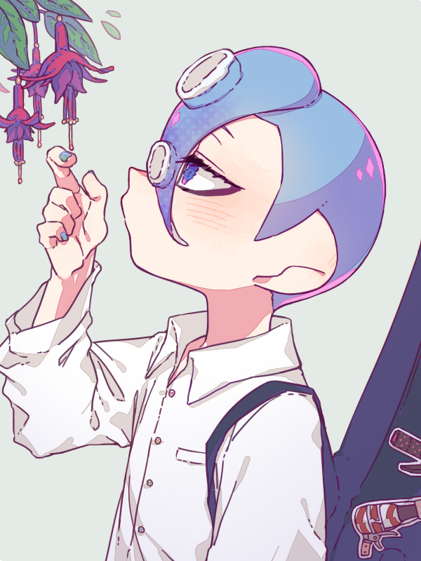 Safebooru - .96 gal (splatoon) 1boy blue eyes blue hair blue nails ...