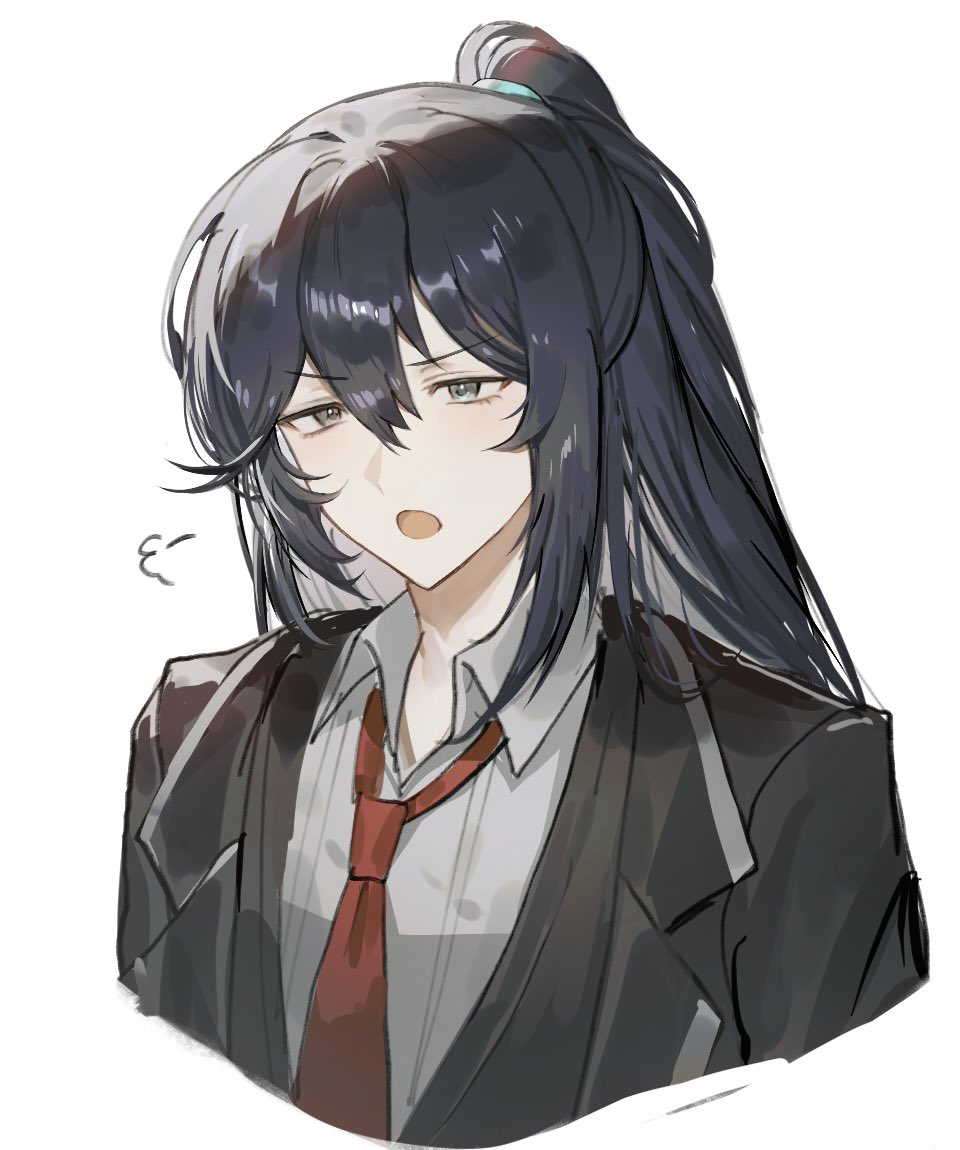 Safebooru - 1boy aqua eyes black coat black eyes black hair black vest bonno sasu coat collared ...