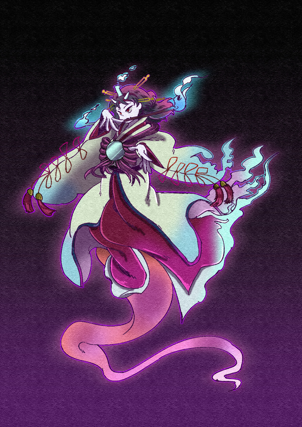 Safebooru - 1other androgynous black hair blue fire candle candle on ...