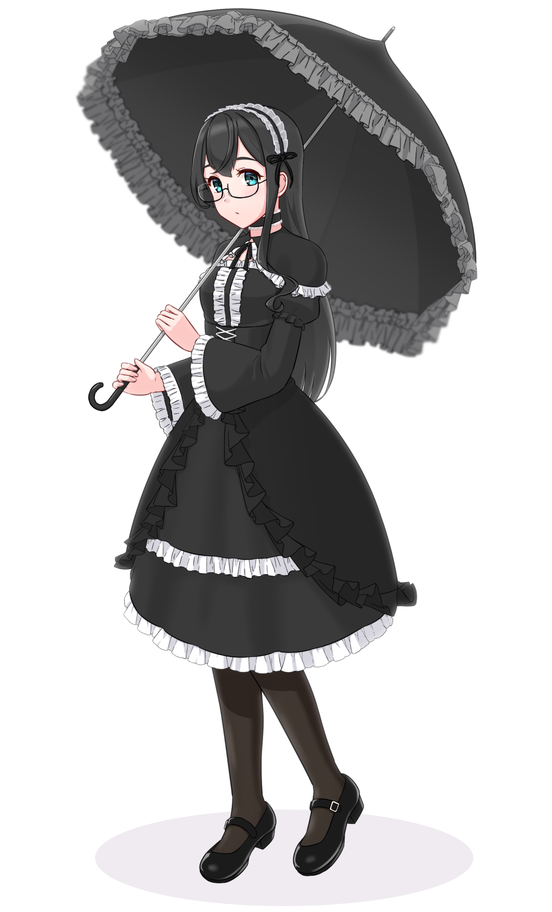 Safebooru - 1girl alternate costume black dress black footwear black hair black pantyhose black ...