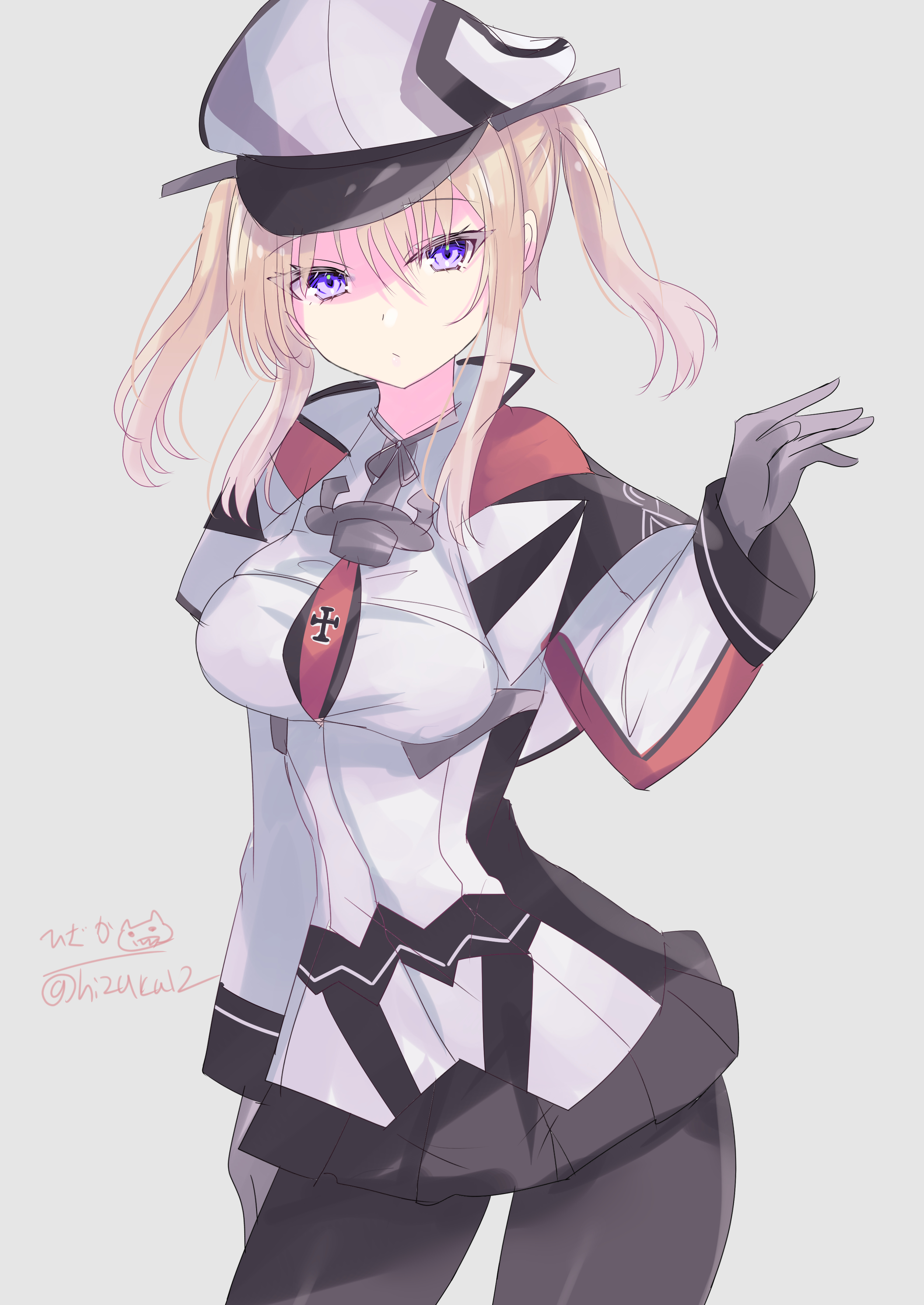 Safebooru - 1girl absurdres anchor ornament black gloves black pantyhose black skirt blonde hair ...