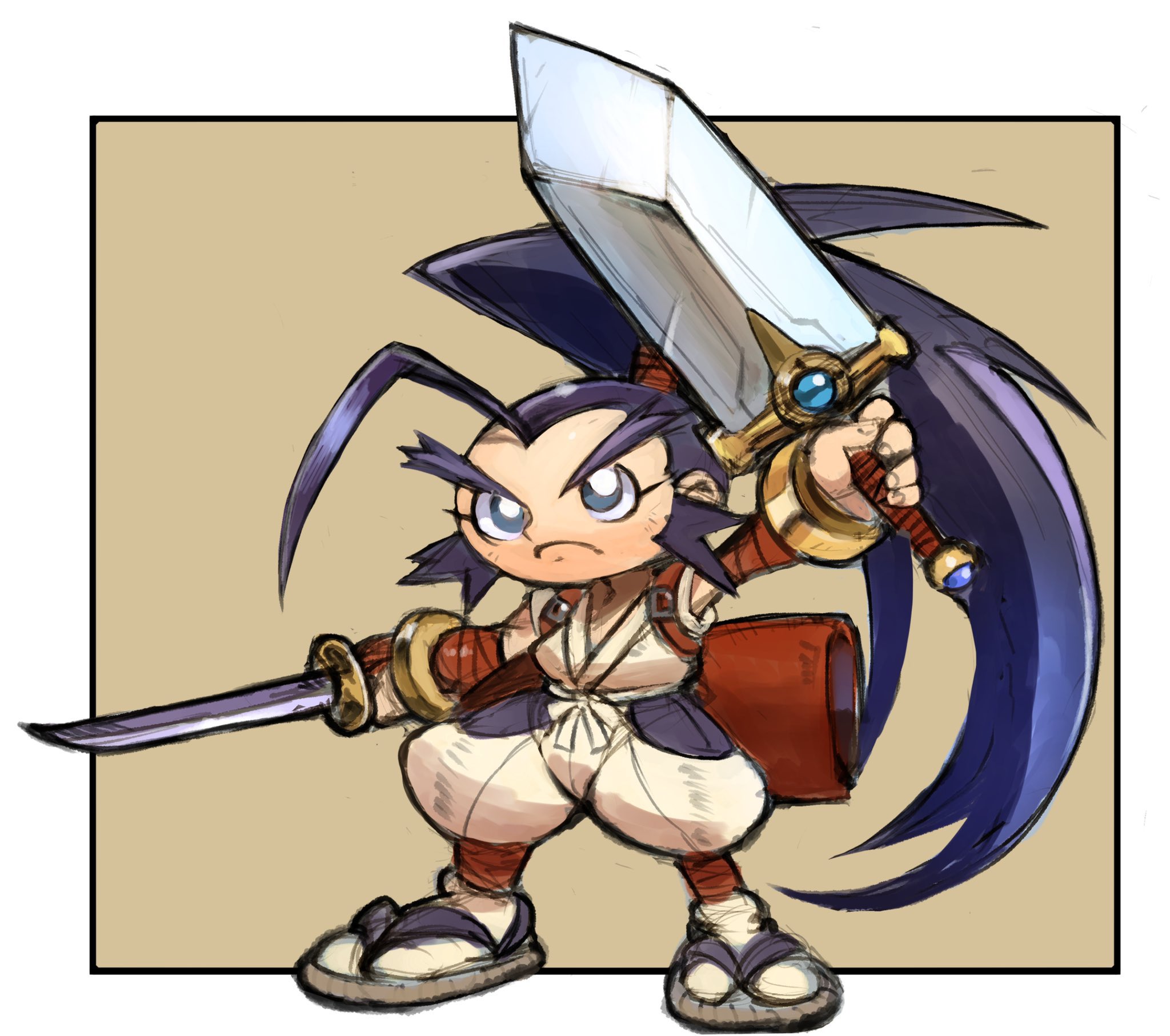 Safebooru - 1boy ahoge blue eyes blue hair brave fencer musashiden ...