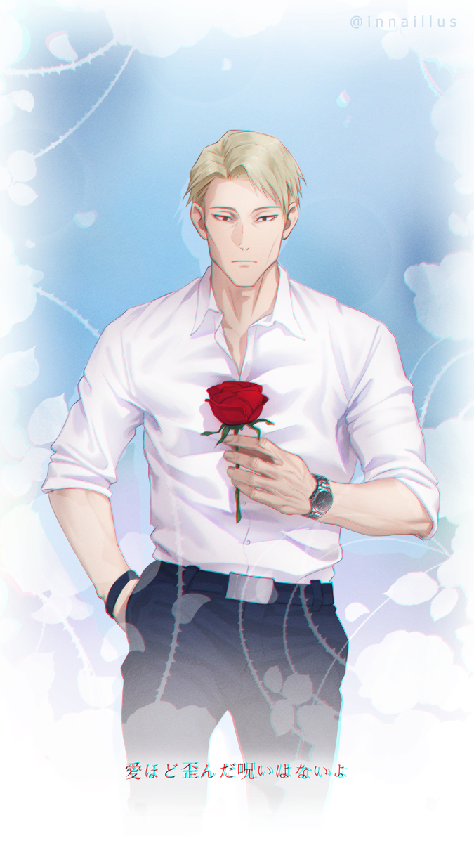 Safebooru - 1boy belt black belt black pants blonde hair brown eyes ...