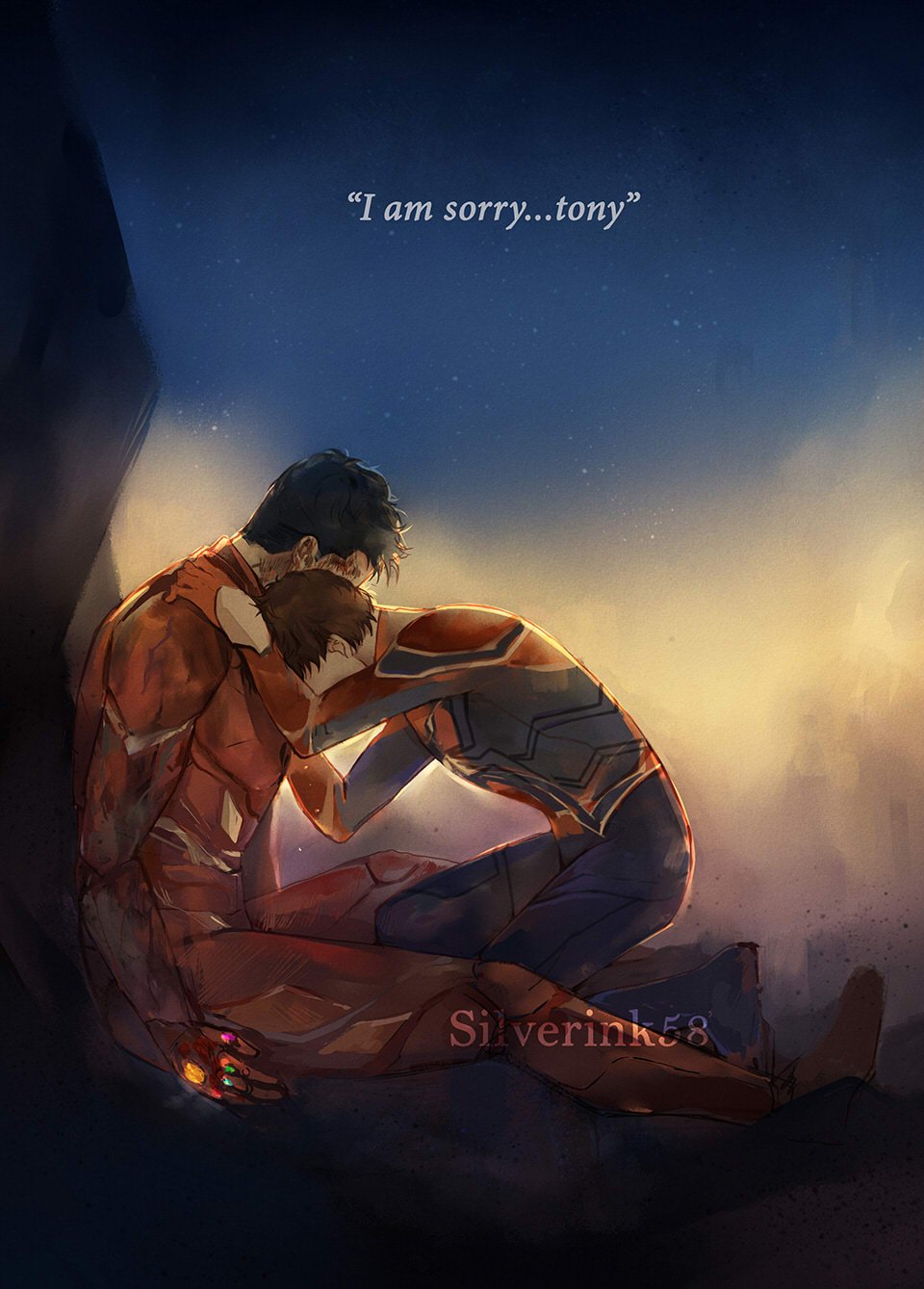 Safebooru - 2boys arc reactor armor artist name avengers: endgame avengers (series) black hair ...