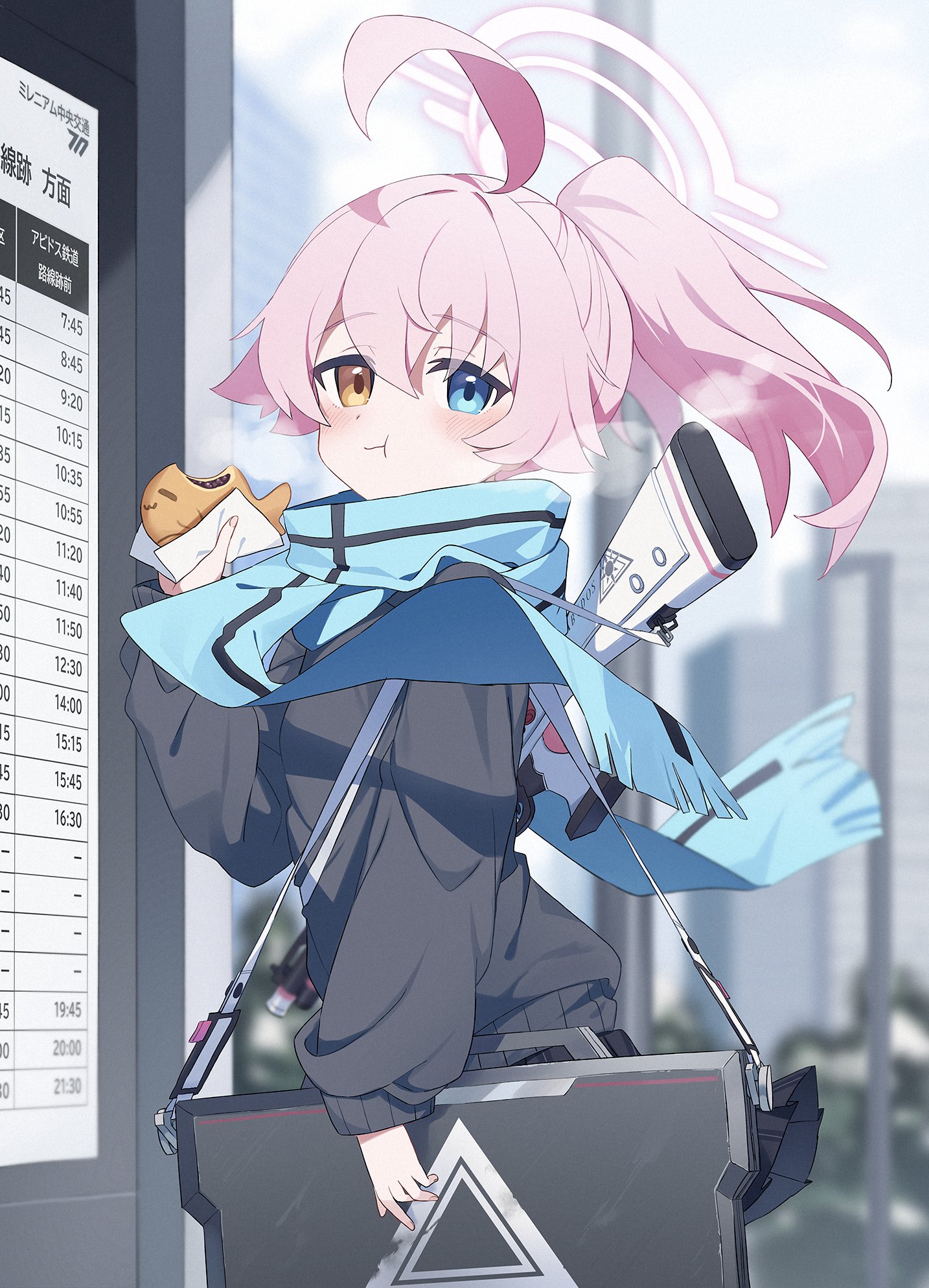 Safebooru - 1girl ahoge black jacket black skirt blue archive blue eyes blue scarf closed mouth ...