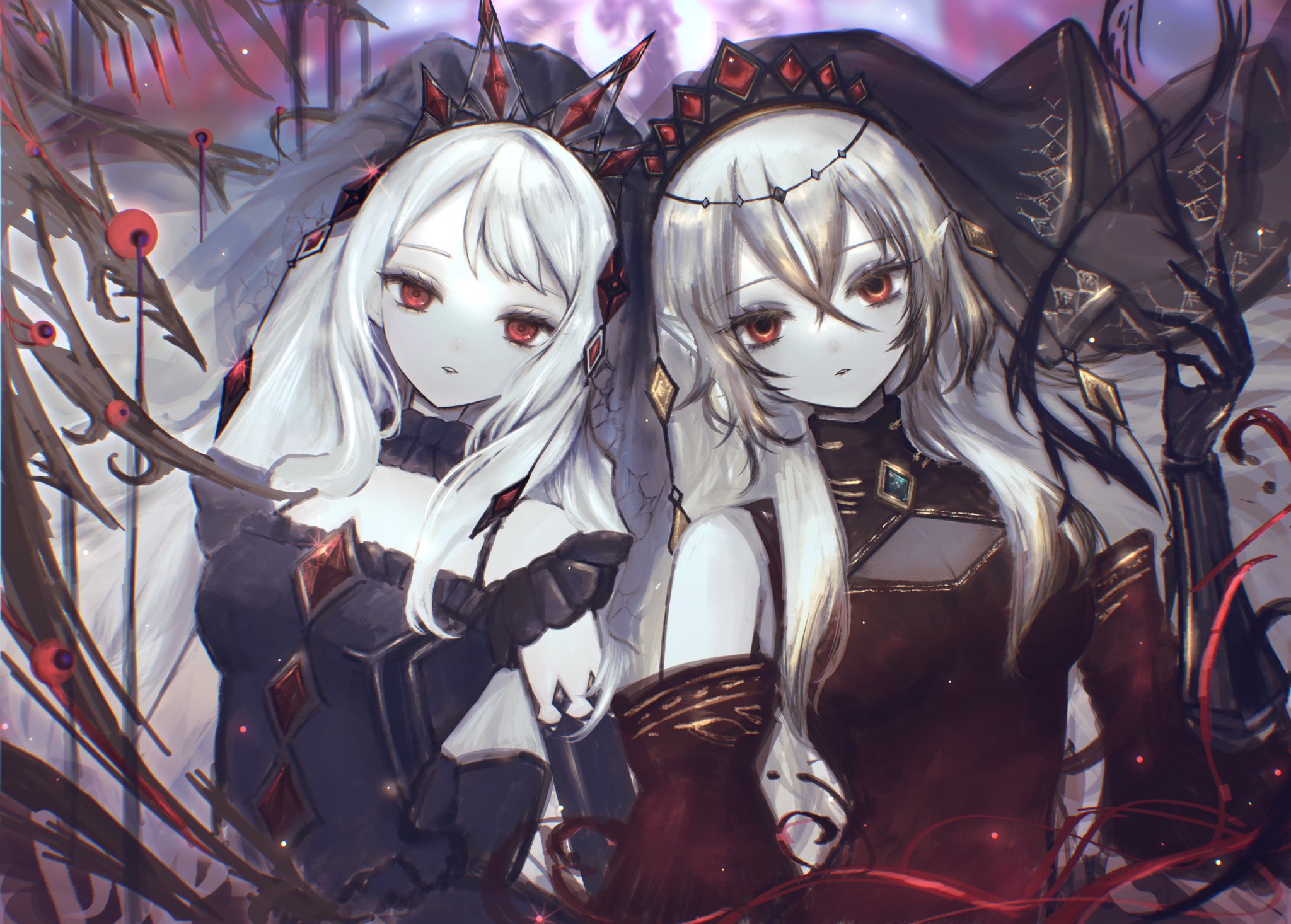 Safebooru - 2girls bare shoulders black dress blazing cartesia the ...