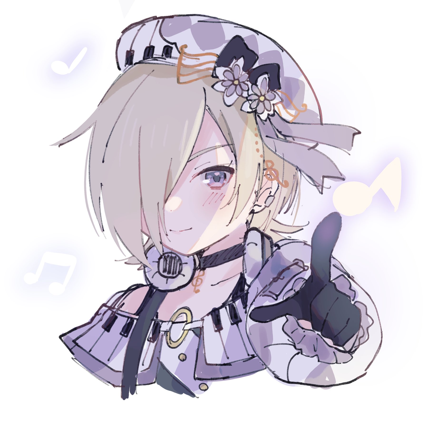 Safebooru - 1girl beret black choker black gloves blonde hair blush choker closed mouth cropped ...