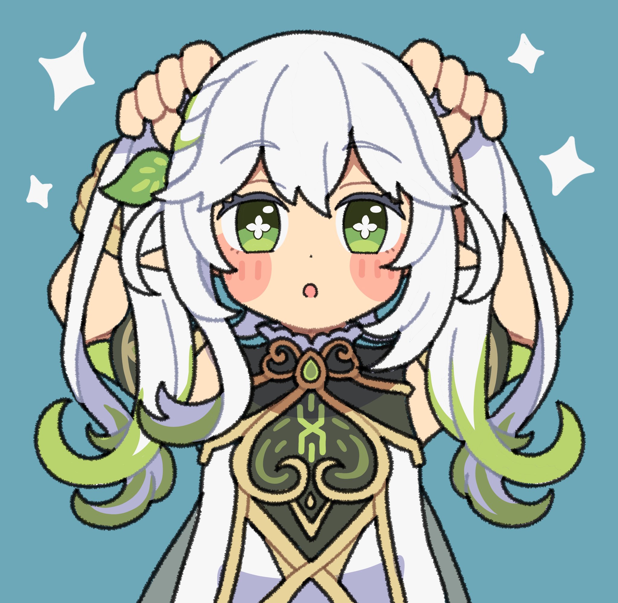 Safebooru - 1girl :o blue background bright pupils commentary request ...