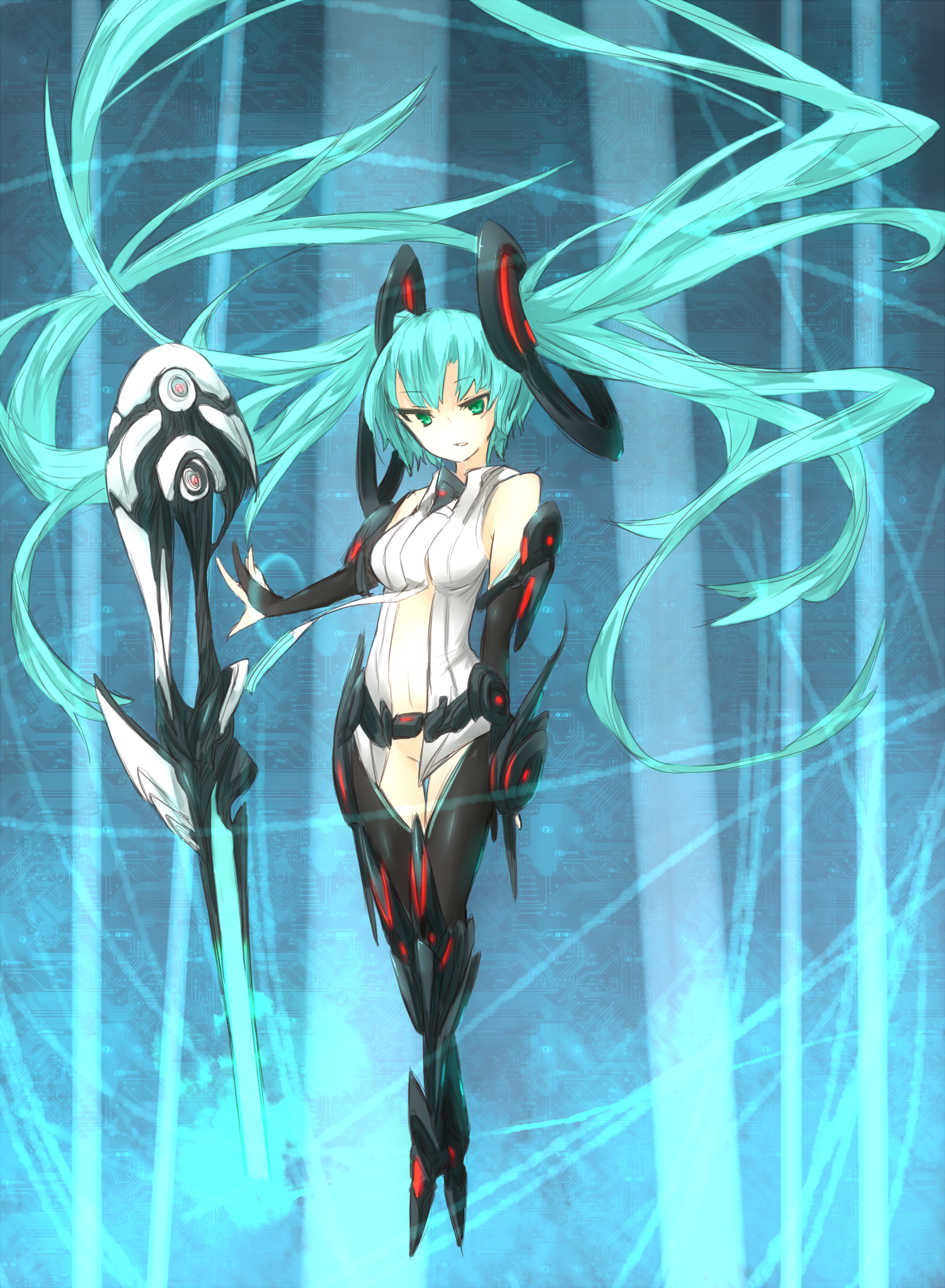 Safebooru - aqua eyes aqua hair censored convenient censoring elbow gloves fingerless gloves ...
