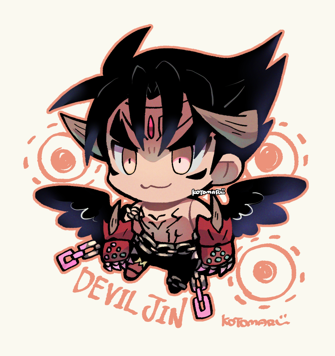 Safebooru - 1boy :3 artist name black hair black pants black wings brown eyes chain character ...