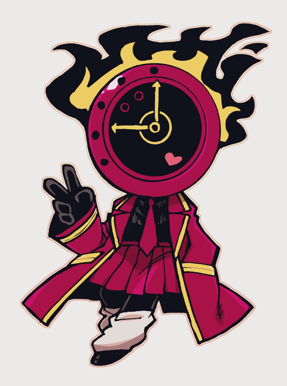 Safebooru - 1girl black gloves black pantyhose black shirt chibi clock ...