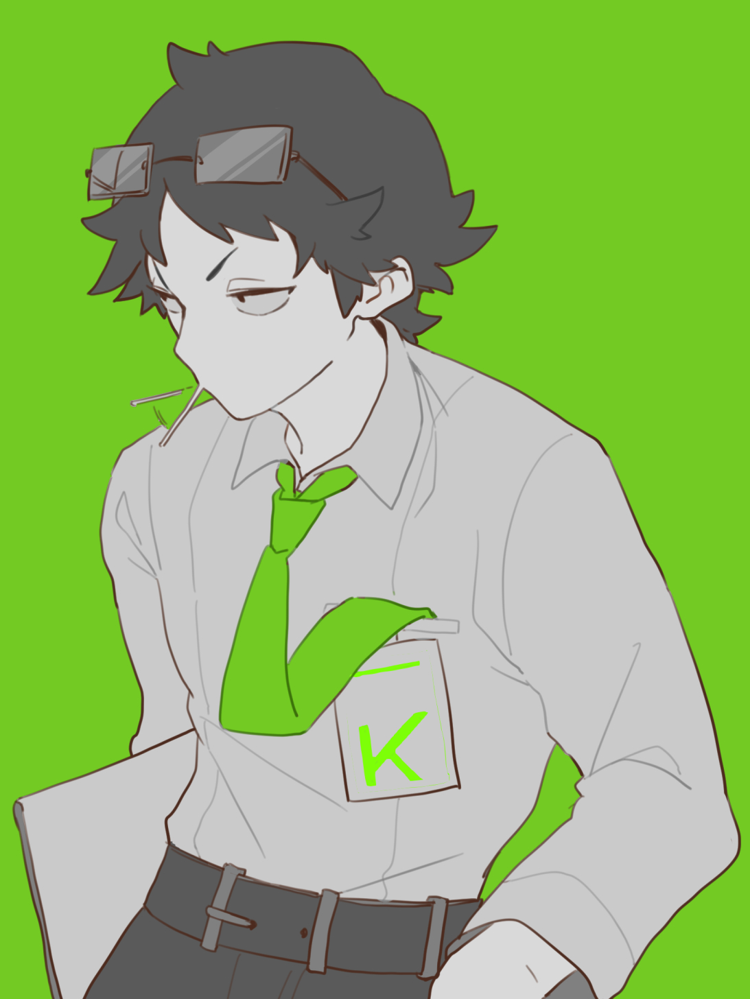 Safebooru - 1boy black eyes black hair black pants collared shirt ...