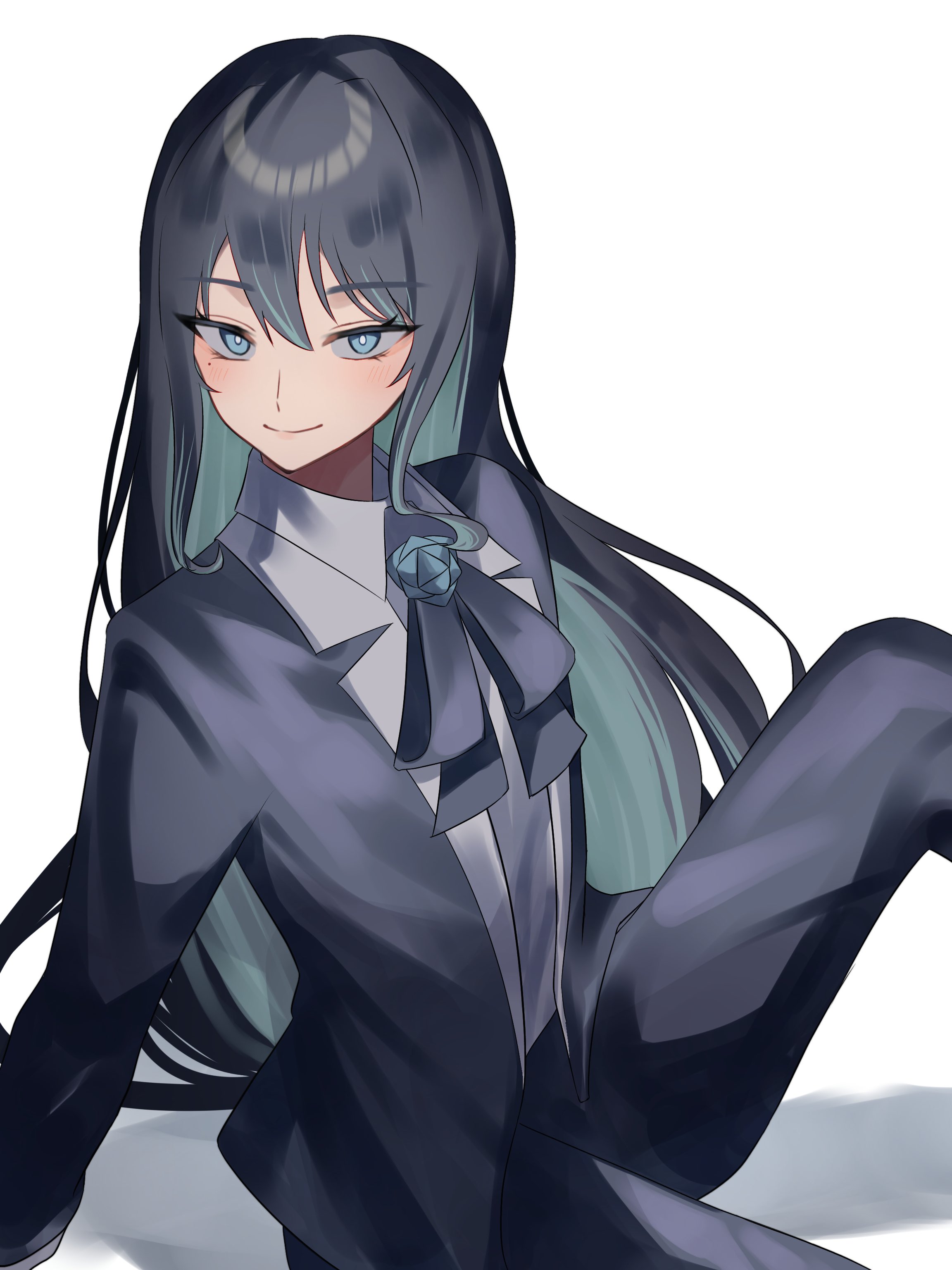 Safebooru - 1girl absurdres ado (utaite) black bow black bowtie black hair black jacket black ...