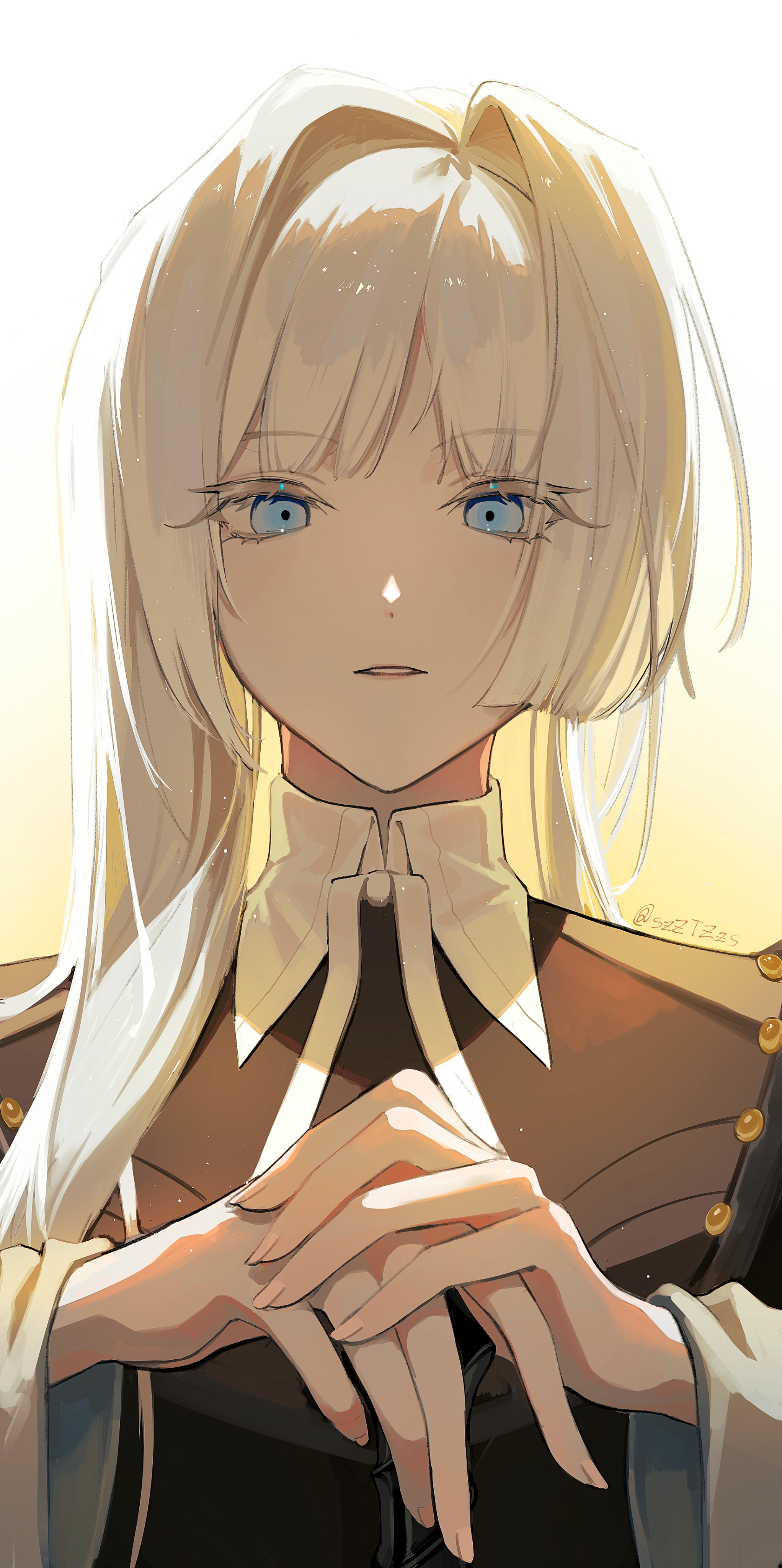 Safebooru - 1girl absurdres artist name blue eyes brown dress ...