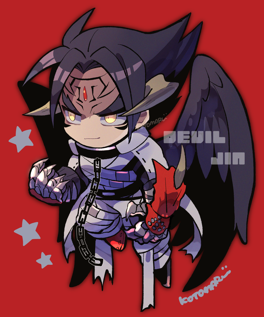 Safebooru - 1boy black wings character name closed mouth devil jin ...