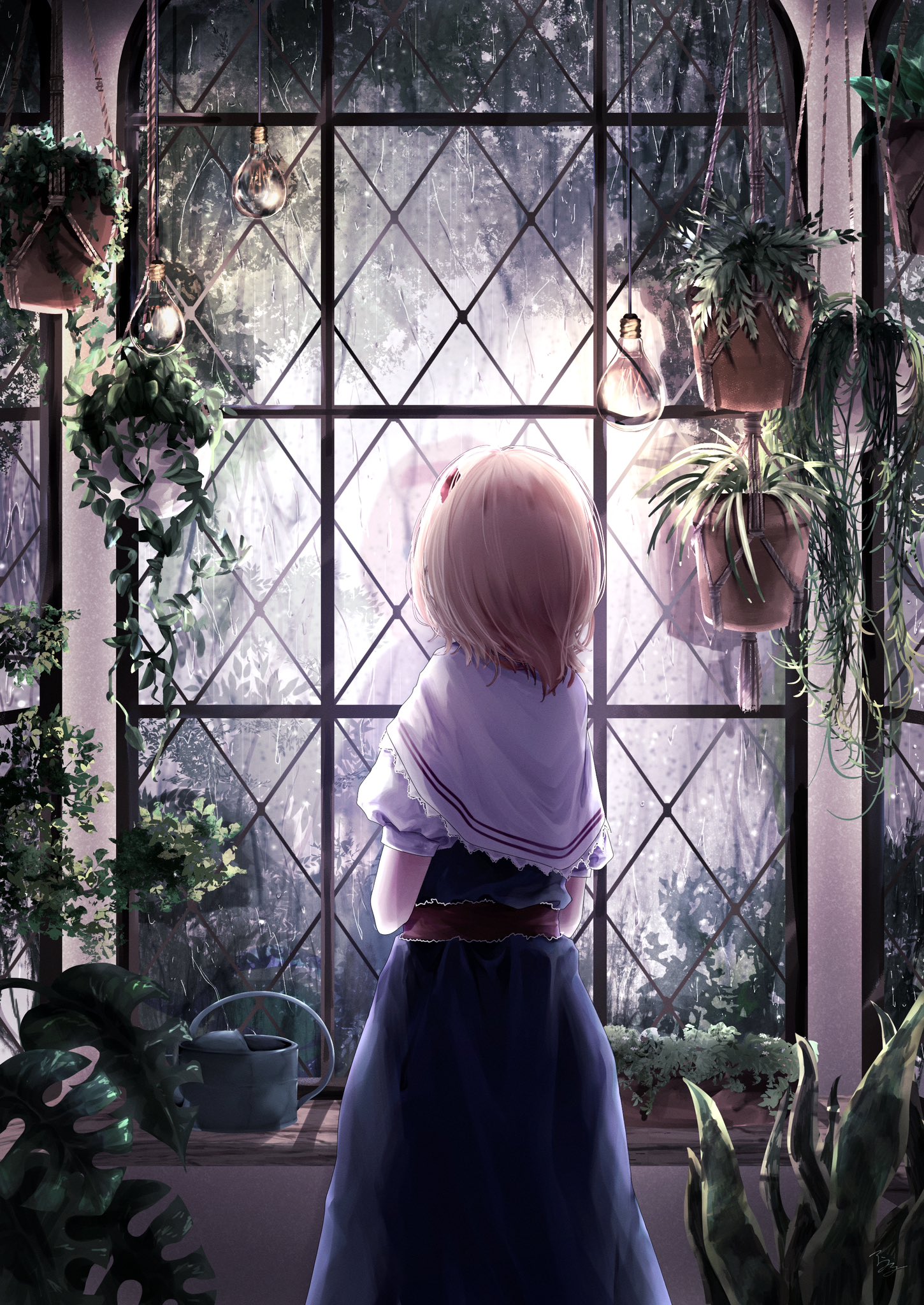 Safebooru - 1girl alice margatroid blonde hair blue dress capelet dress from behind hairband ...